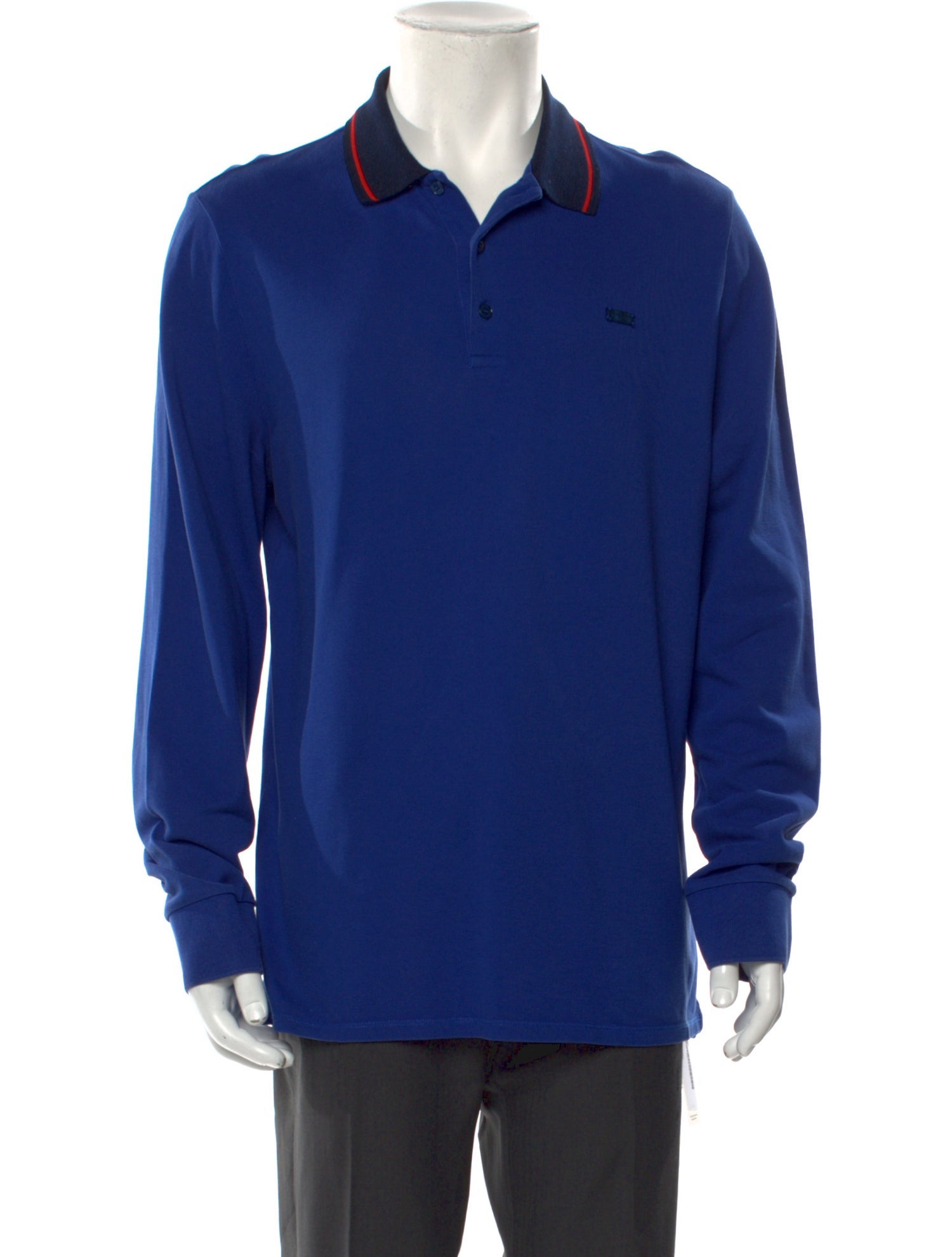 Burberry London Nova Check Pattern V-Neck Polo Shirt - Blue Polos ...