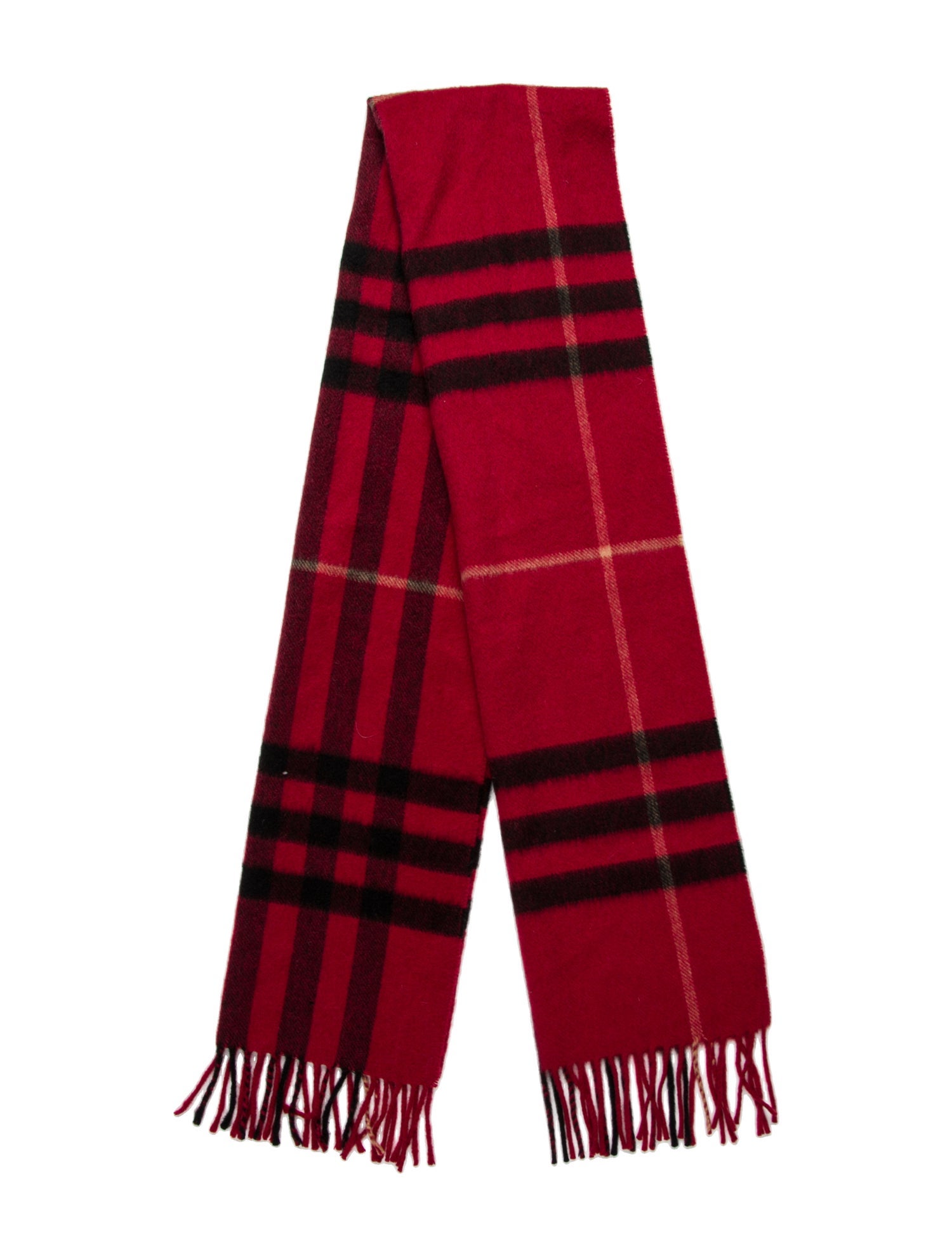 Burberry London Cashmere House Check Pattern Scarf - Red Scarves and ...