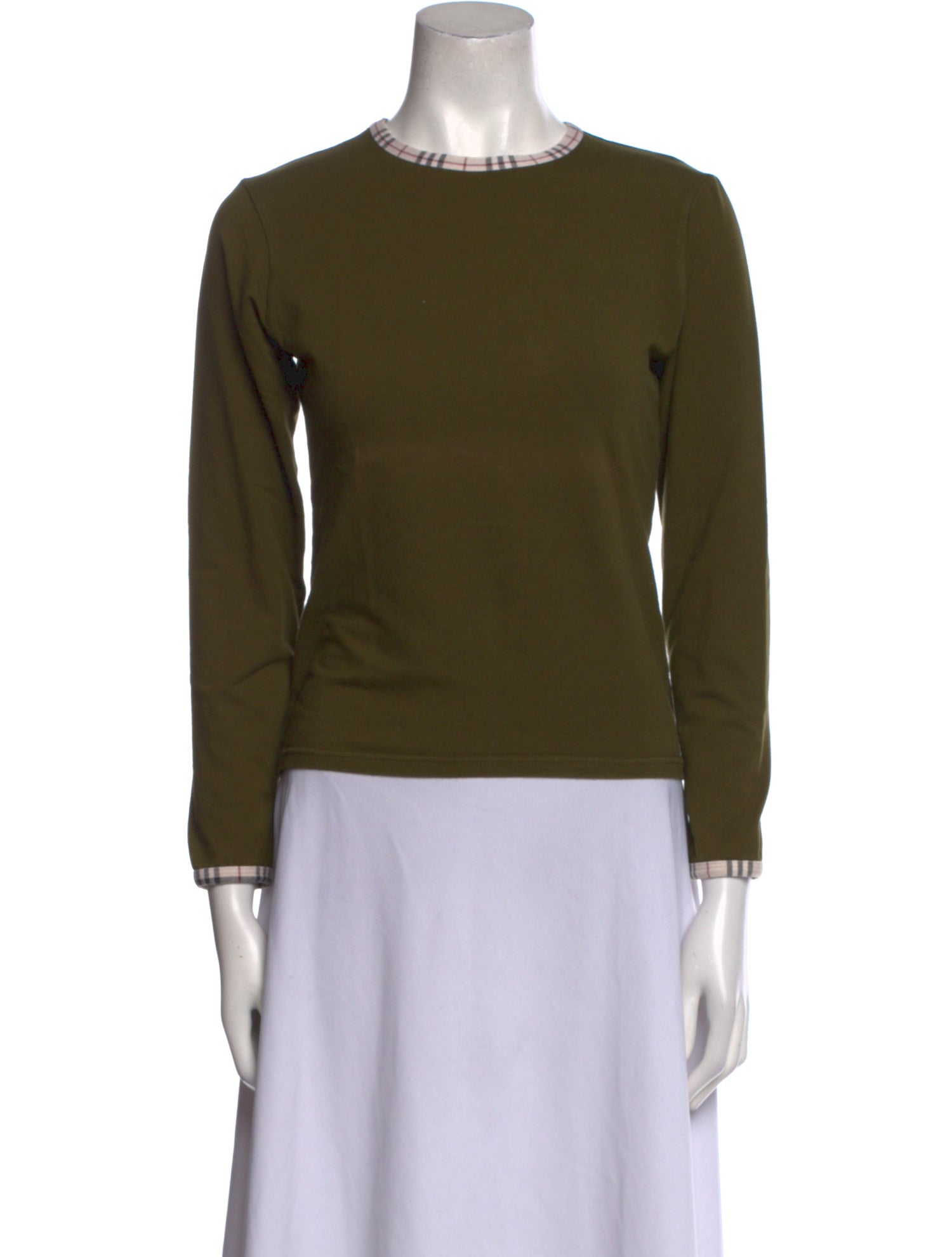 Burberry London Crew Neck Long Sleeve Sweatshirt - Green Tops, Clothing ...