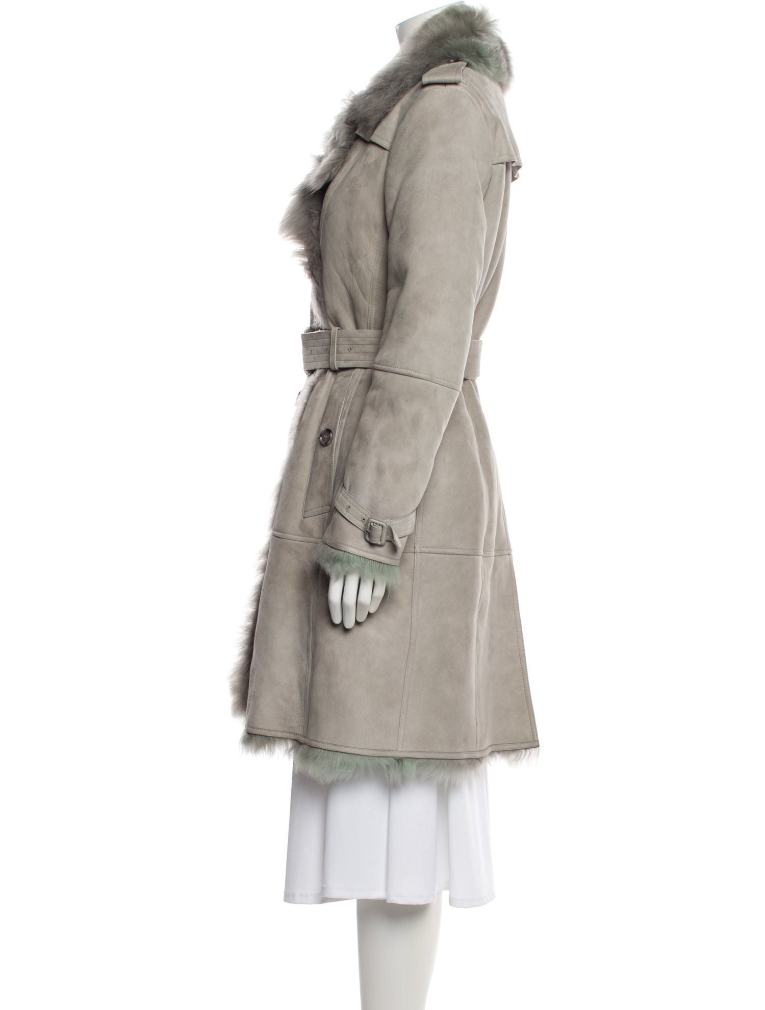 Burberry London Shearling Faux Fur Coat - Grey Coats, Clothing ...
