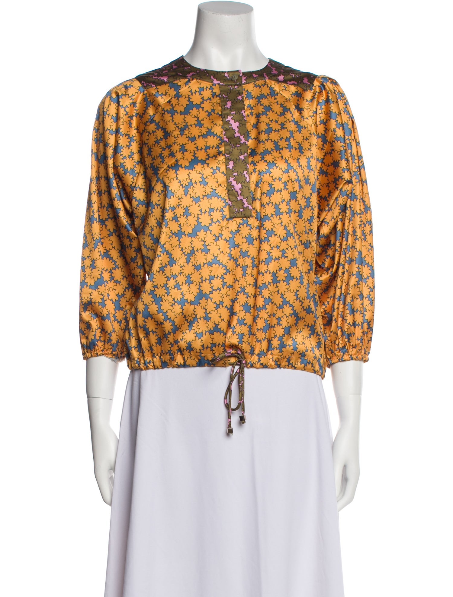 Buru Floral Print Crew Neck Crop Top - Yellow Tops, Clothing ...