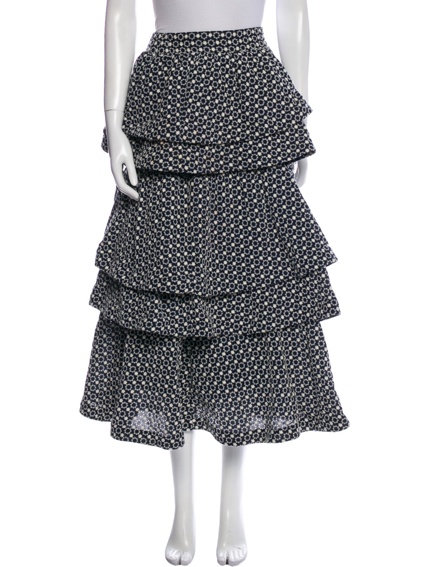 Buru Printed Midi Length Skirt - Blue Skirts, Clothing - WBUUR21278 ...