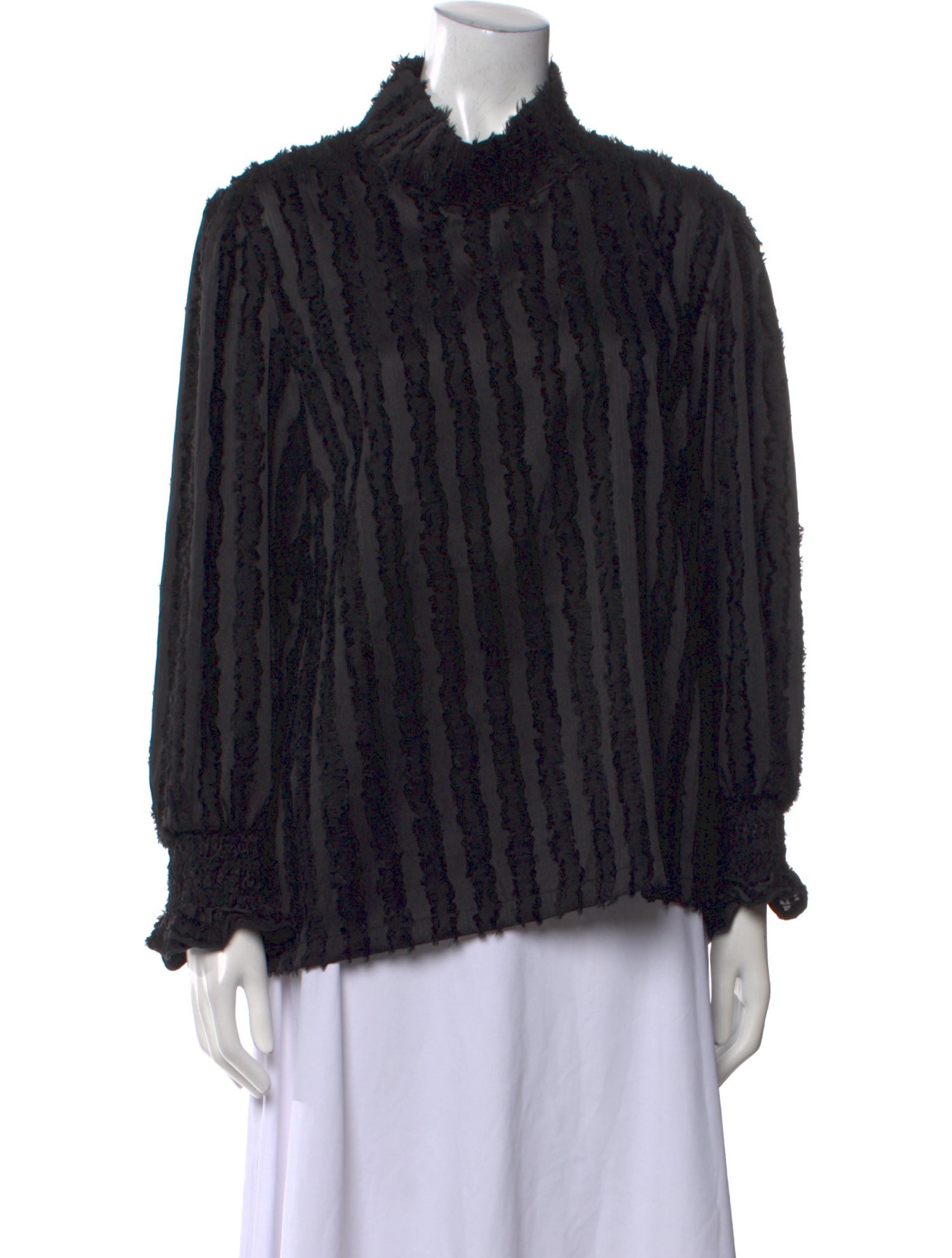 Buru Printed Mock Neck Blouse - Black Tops, Clothing - WBUUR21497 | The ...