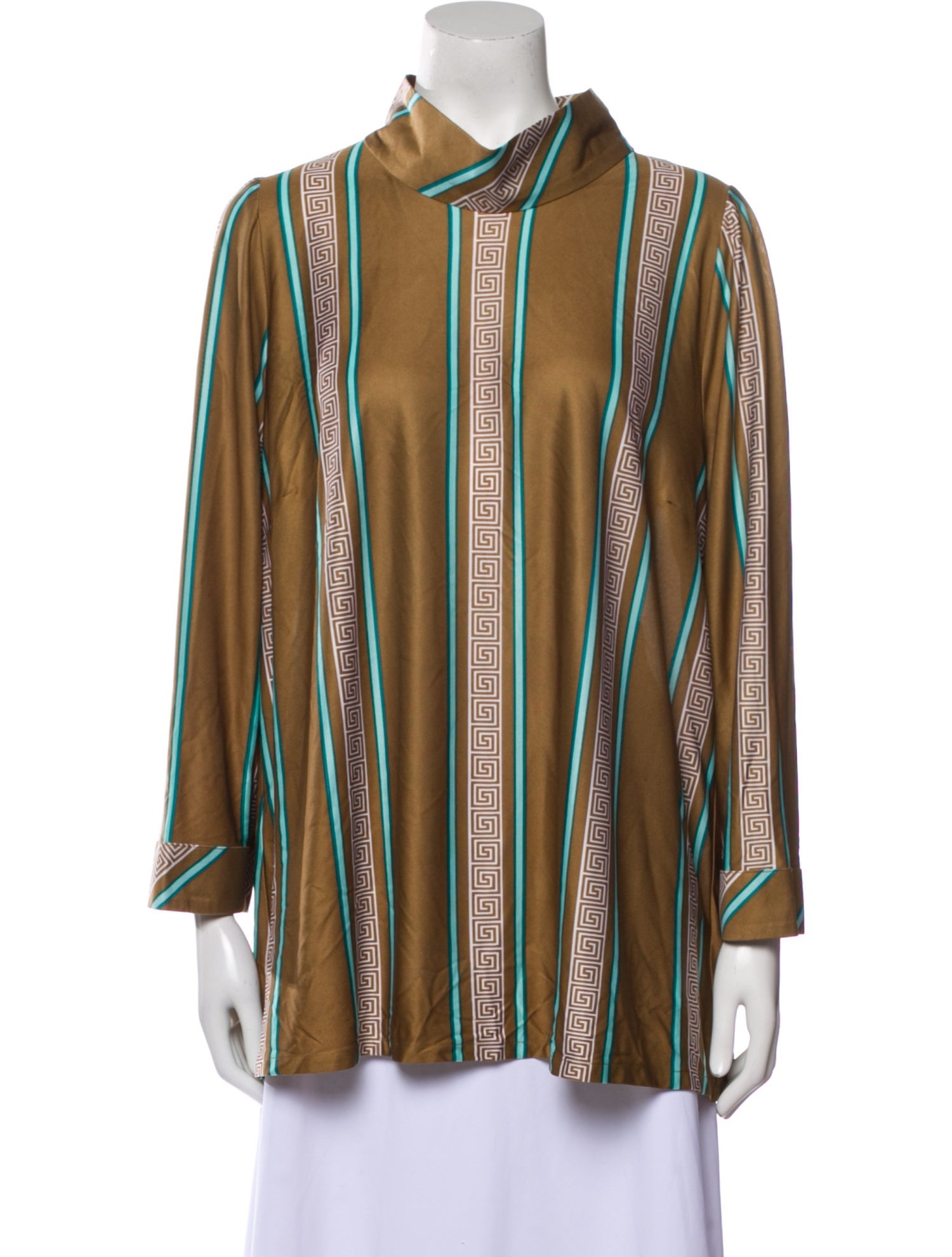 Buru Printed Long Sleeve Button-Up Top - Brown Tops, Clothing ...