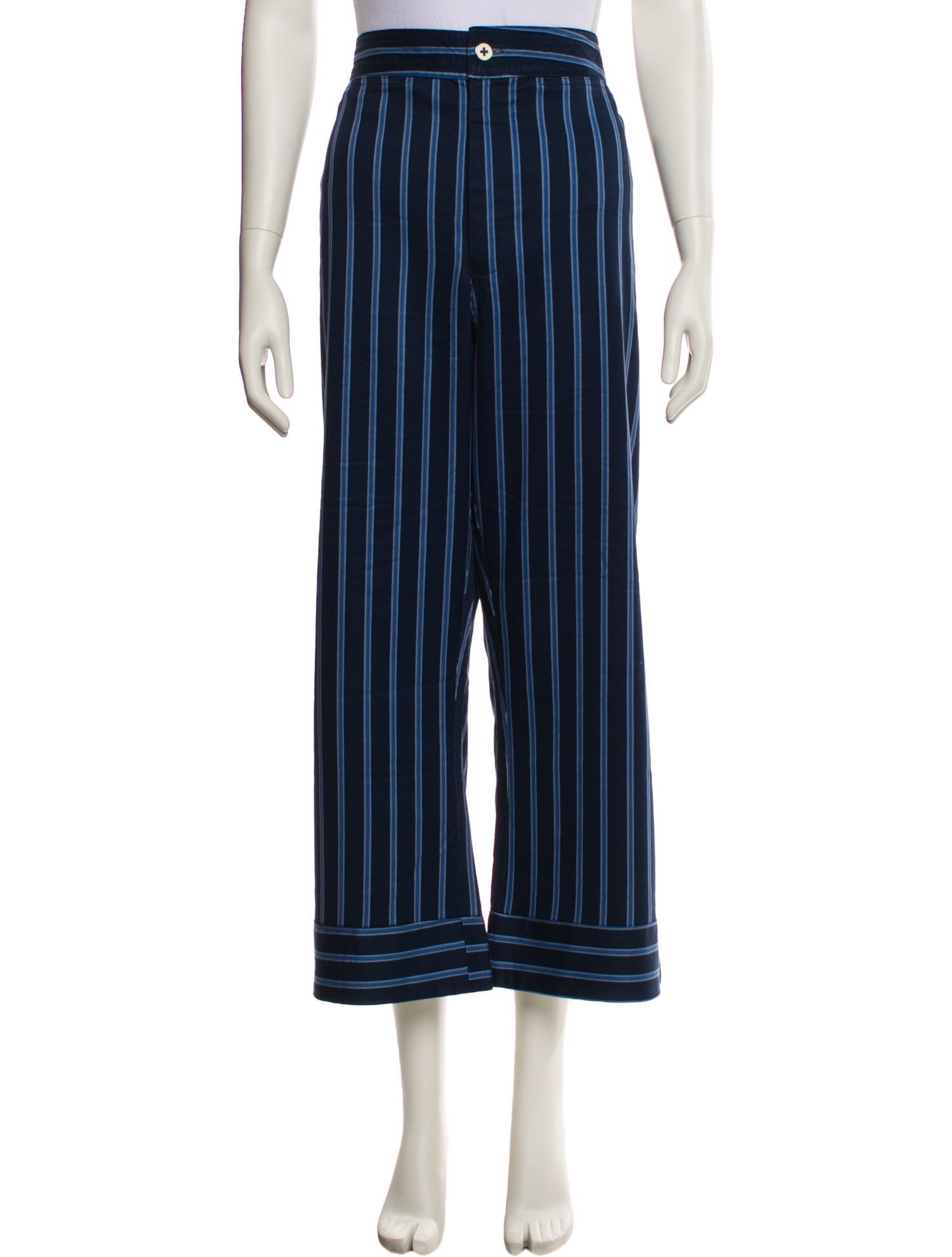 Buru Striped Wide Leg Pants - Blue, 13.5" Rise Pants, Clothing ...