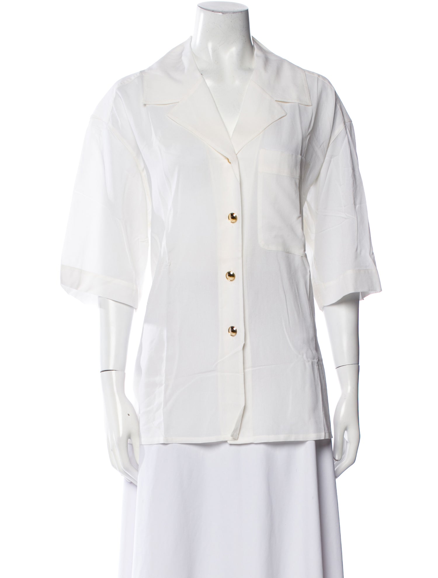Byblos Three-Quarter Sleeve Button-Up Top - White Tops, Clothing ...