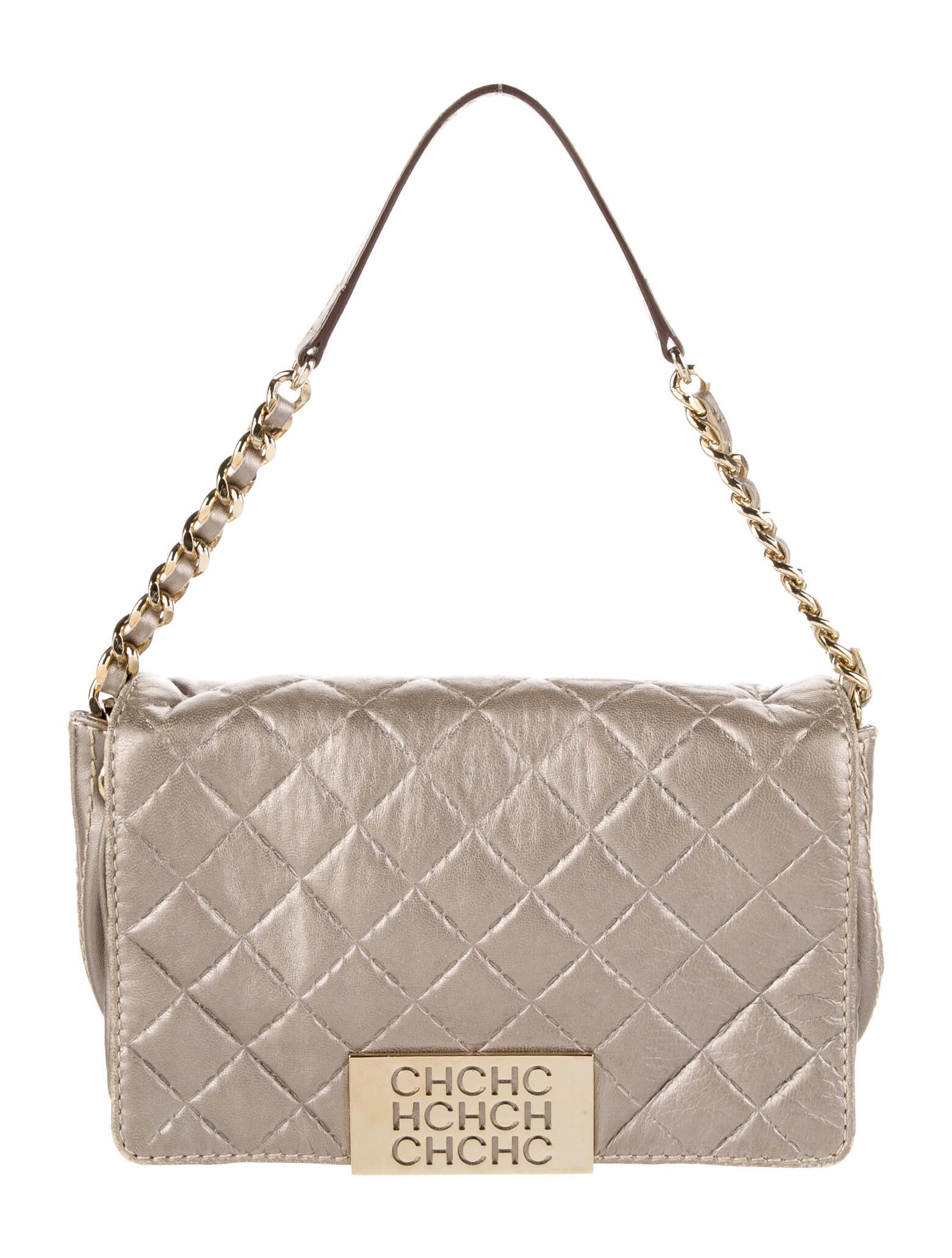 CH Carolina Herrera Leather Shoulder Bag - Grey Shoulder Bags, Handbags ...