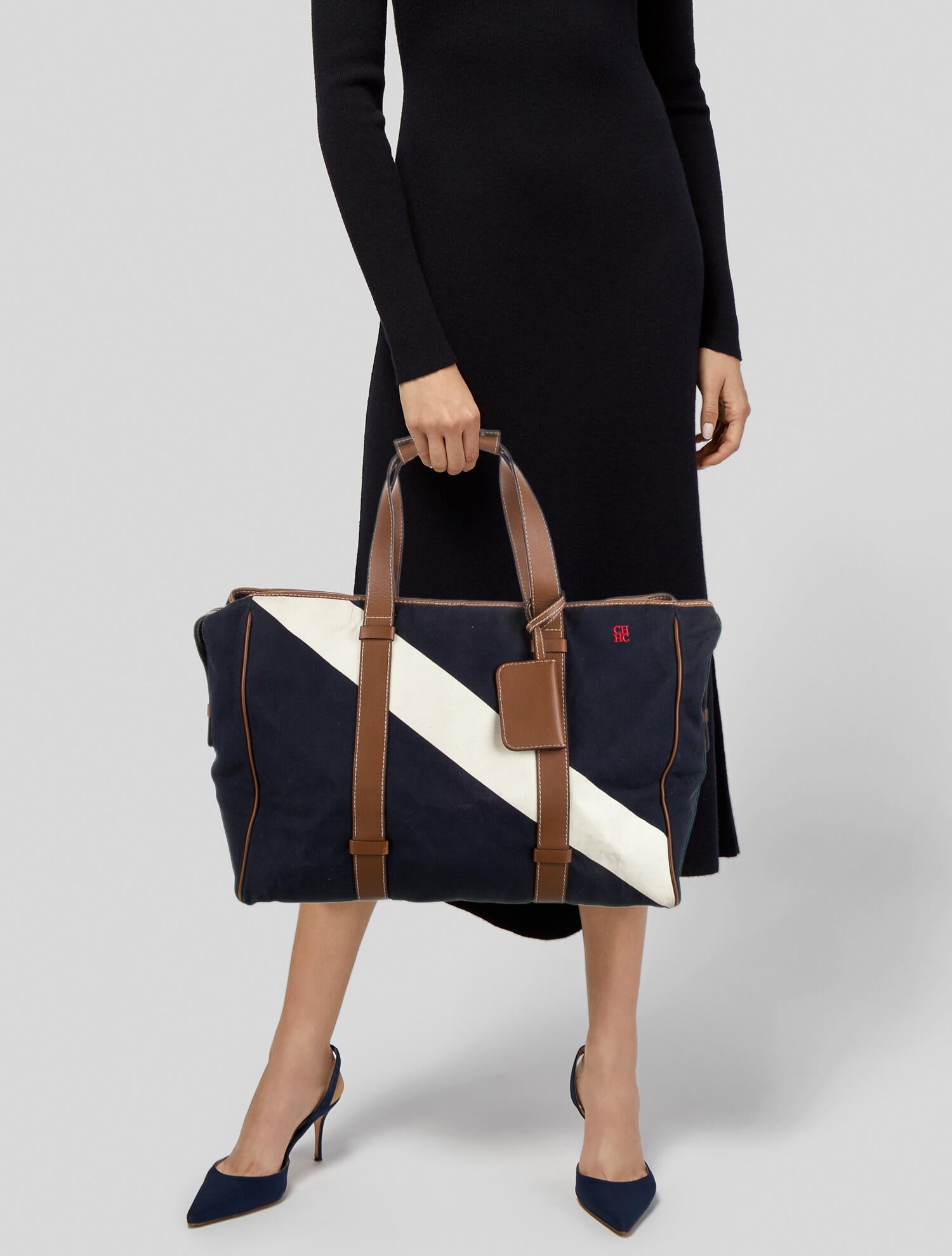 CH Carolina Herrera Leather-Trimmed Weekender Bag - Blue Weekenders ...
