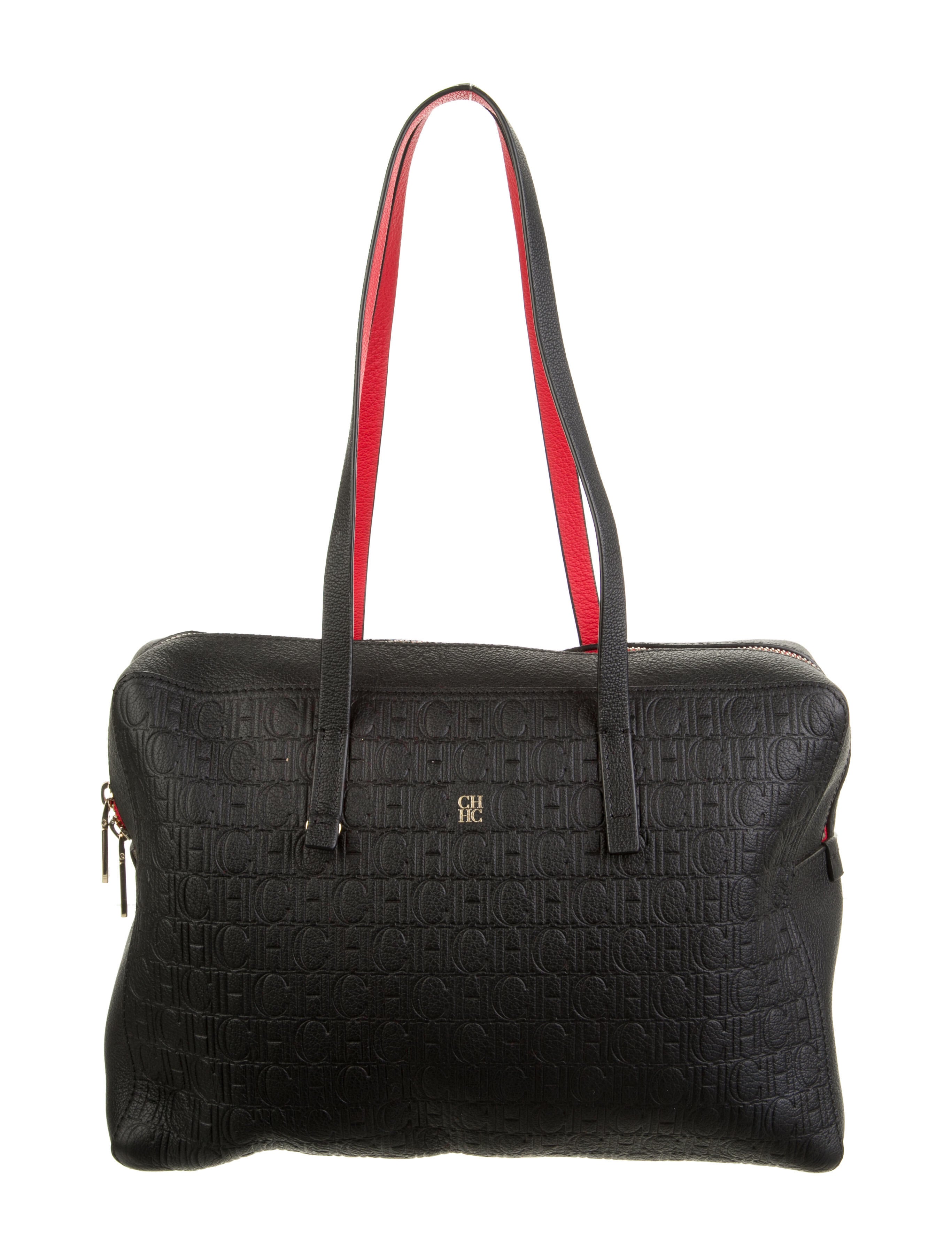 CH Carolina Herrera Logo Embossed Tote - Black Totes, Handbags ...