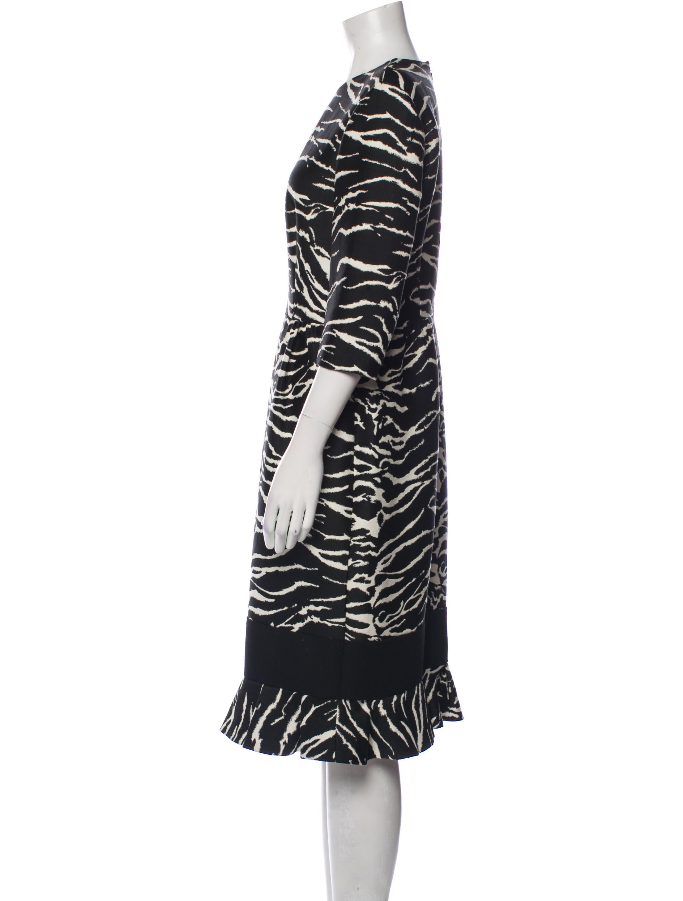 CH Carolina Herrera Animal Print Midi Length Dress - Black Dresses ...