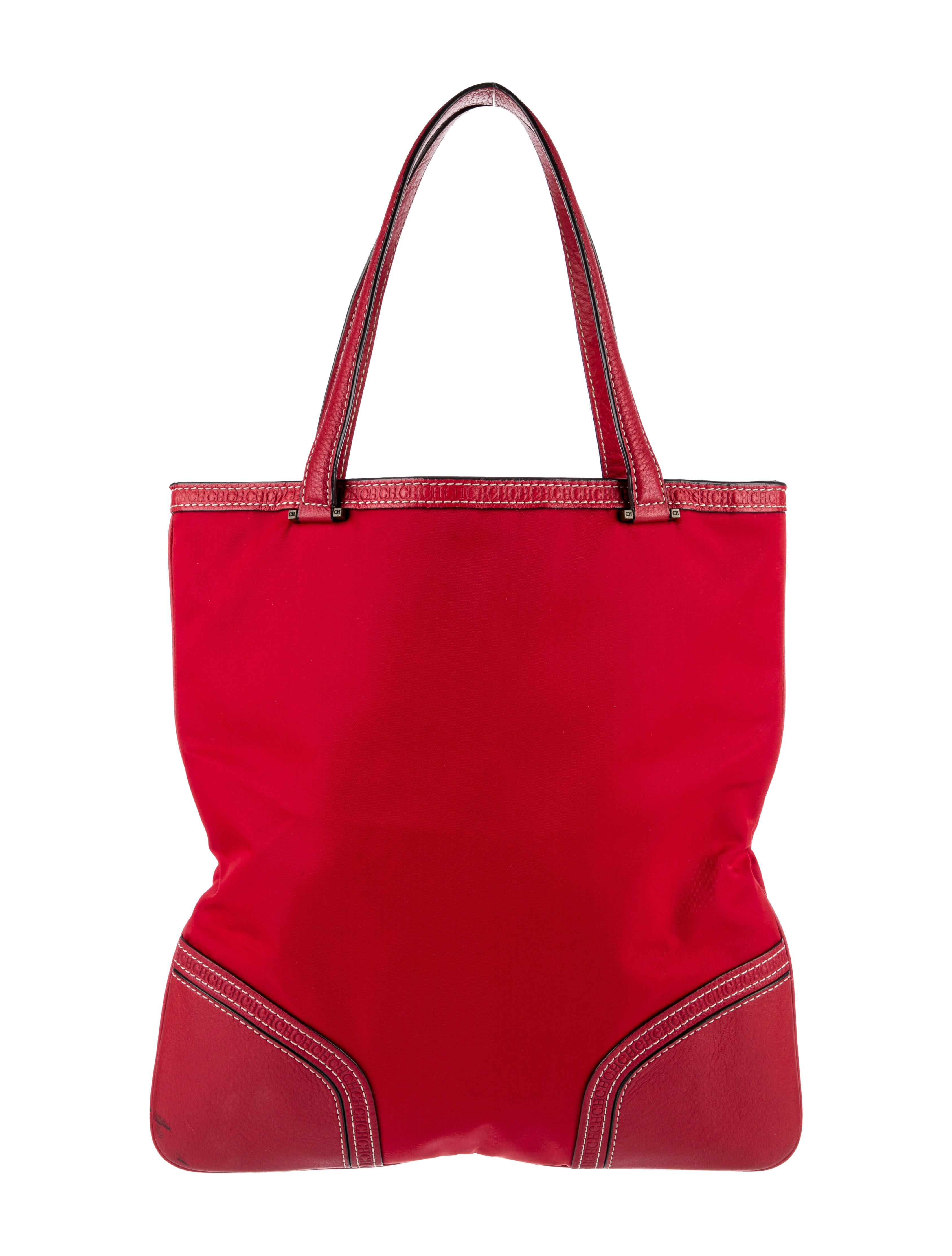 CH Carolina Herrera Leather-Trimmed Nylon Tote - Red Totes, Handbags ...