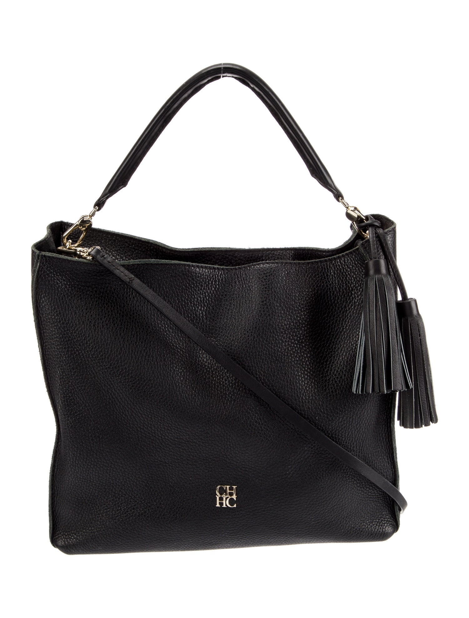 CH Carolina Herrera Leather Shoulder Bag - Black Shoulder Bags ...