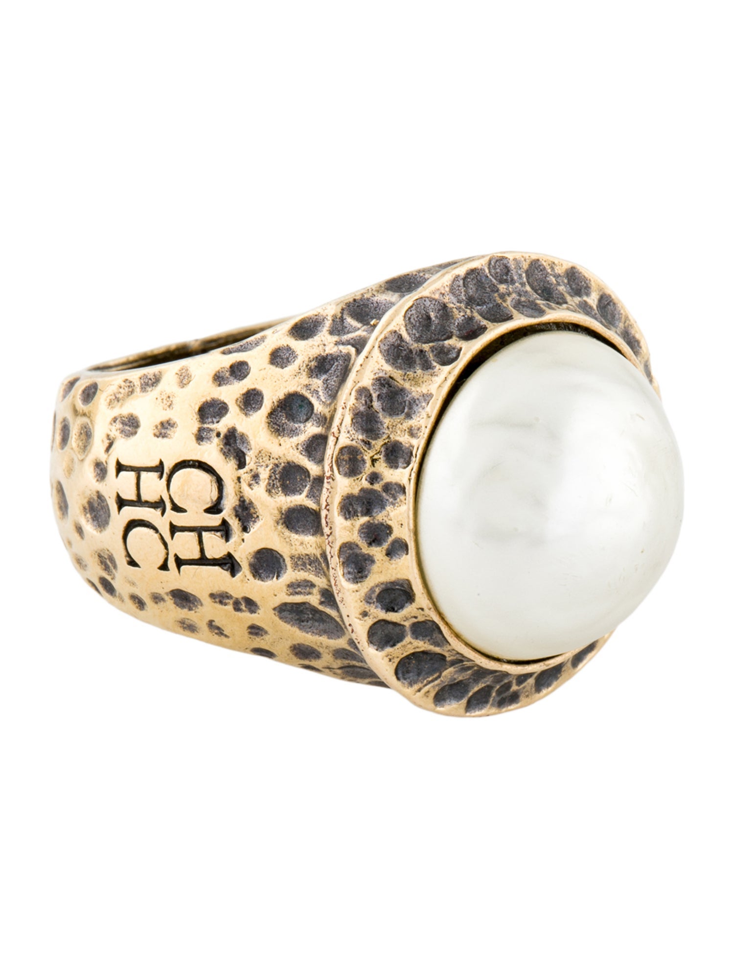 Burberry Round Logo Signet Ring - Silver-Tone Metal Cocktail Ring ...