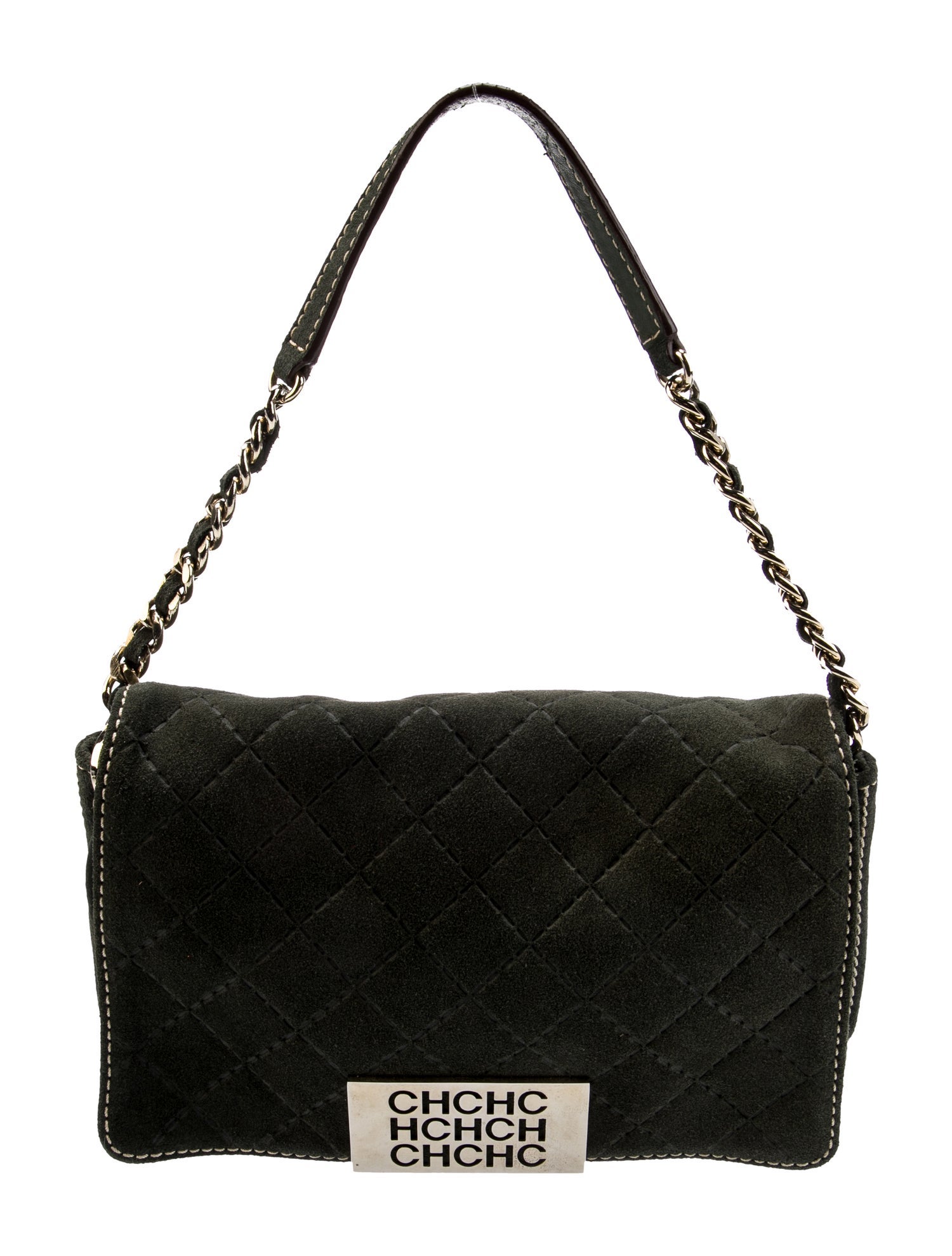 CH Carolina Herrera Suede Shoulder Bag - Green Shoulder Bags, Handbags ...