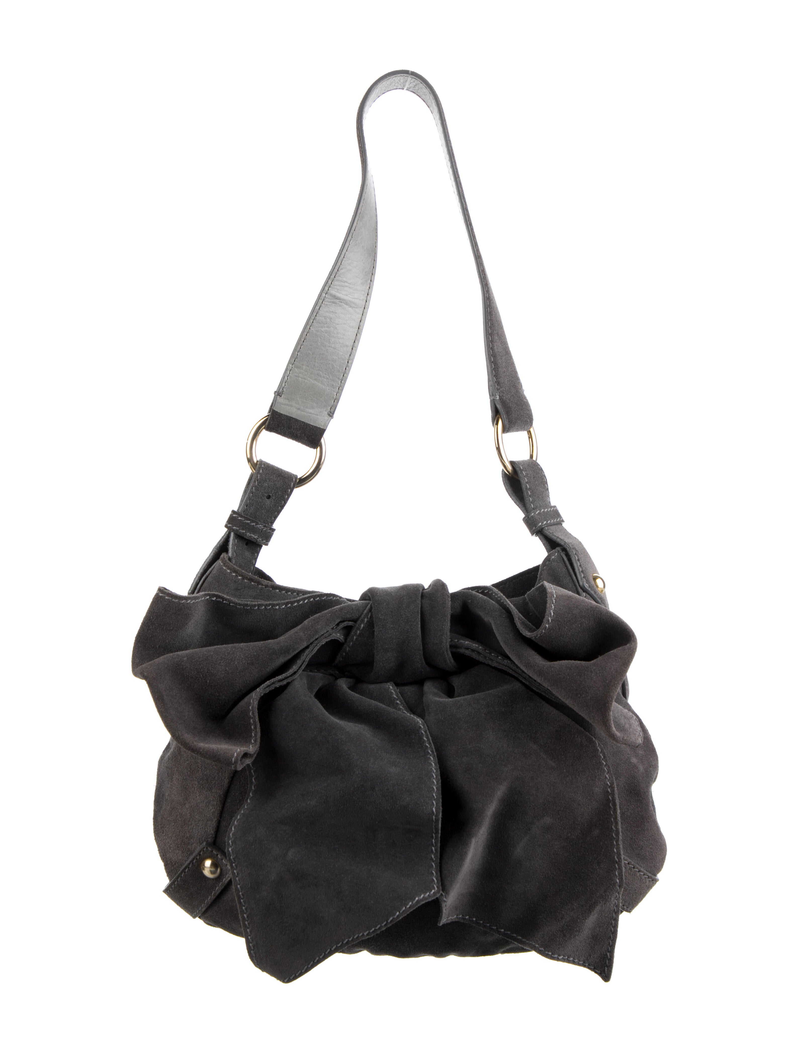 Calypso Suede Bow Shoulder Bag - Grey Shoulder Bags, Handbags ...