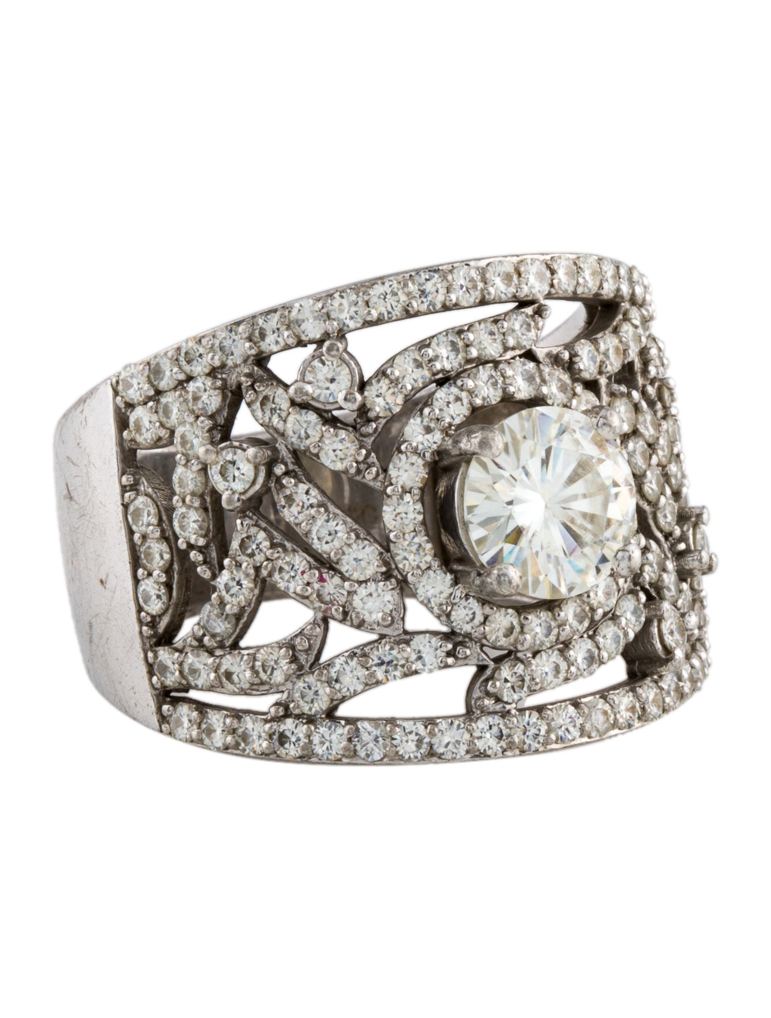 Charles And Colvard Synthetic Moissanite Cocktail Ring - Sterling ...