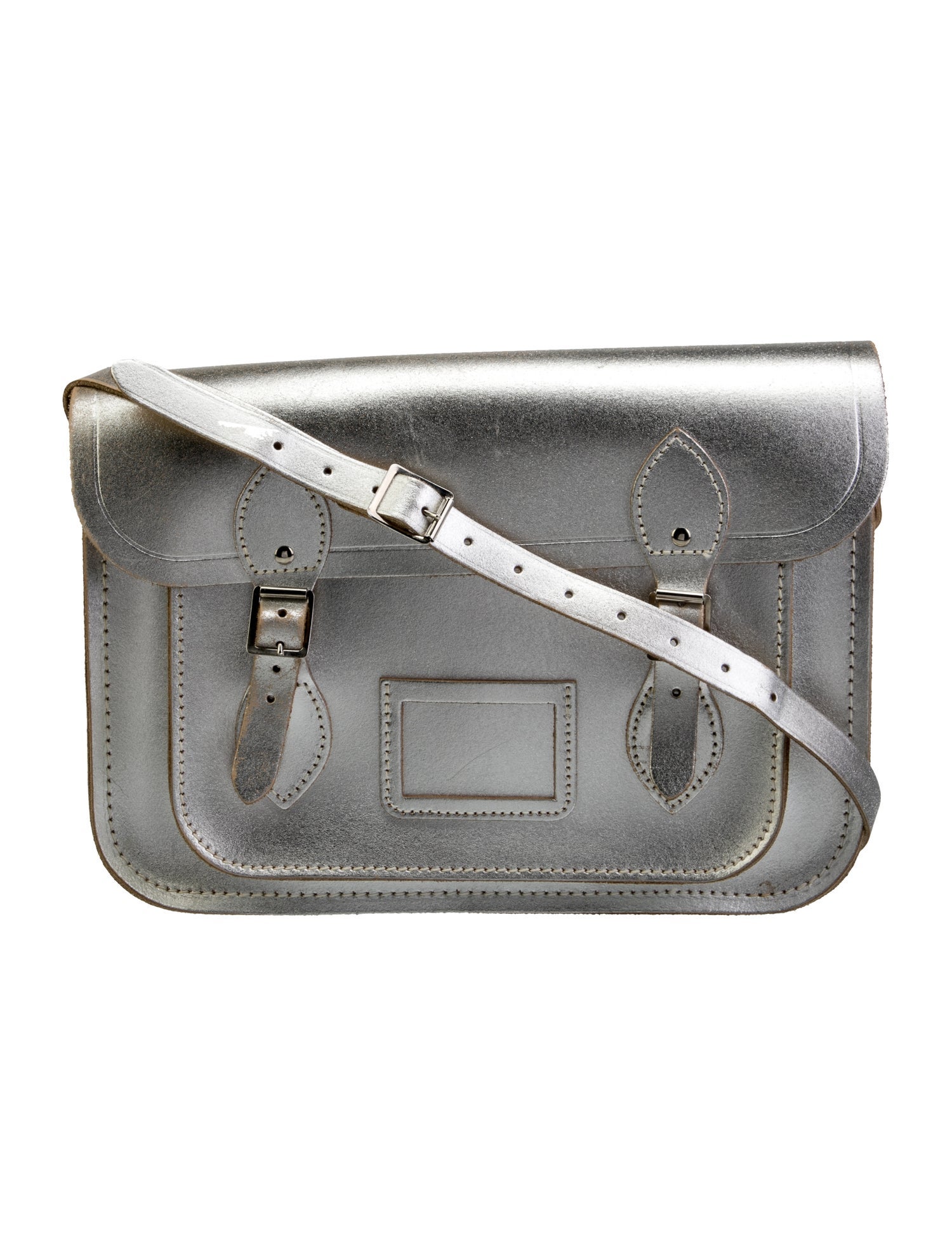 Cambridge Satchel Company Metallic Leather Crossbody Bag - Silver ...