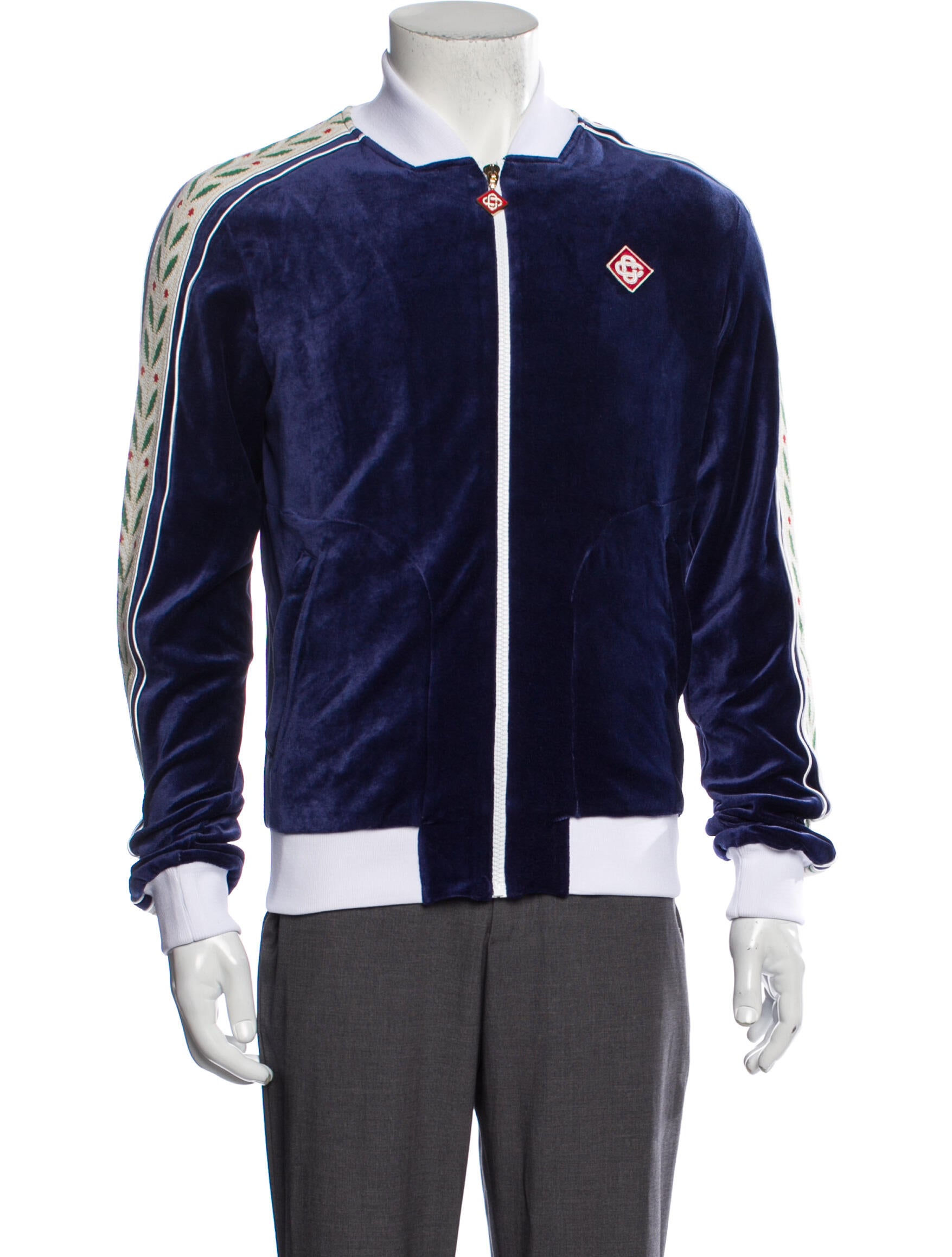 Casablanca 2022 Laurel Track Bomber Jacket w/ Tags - Blue Outerwear ...