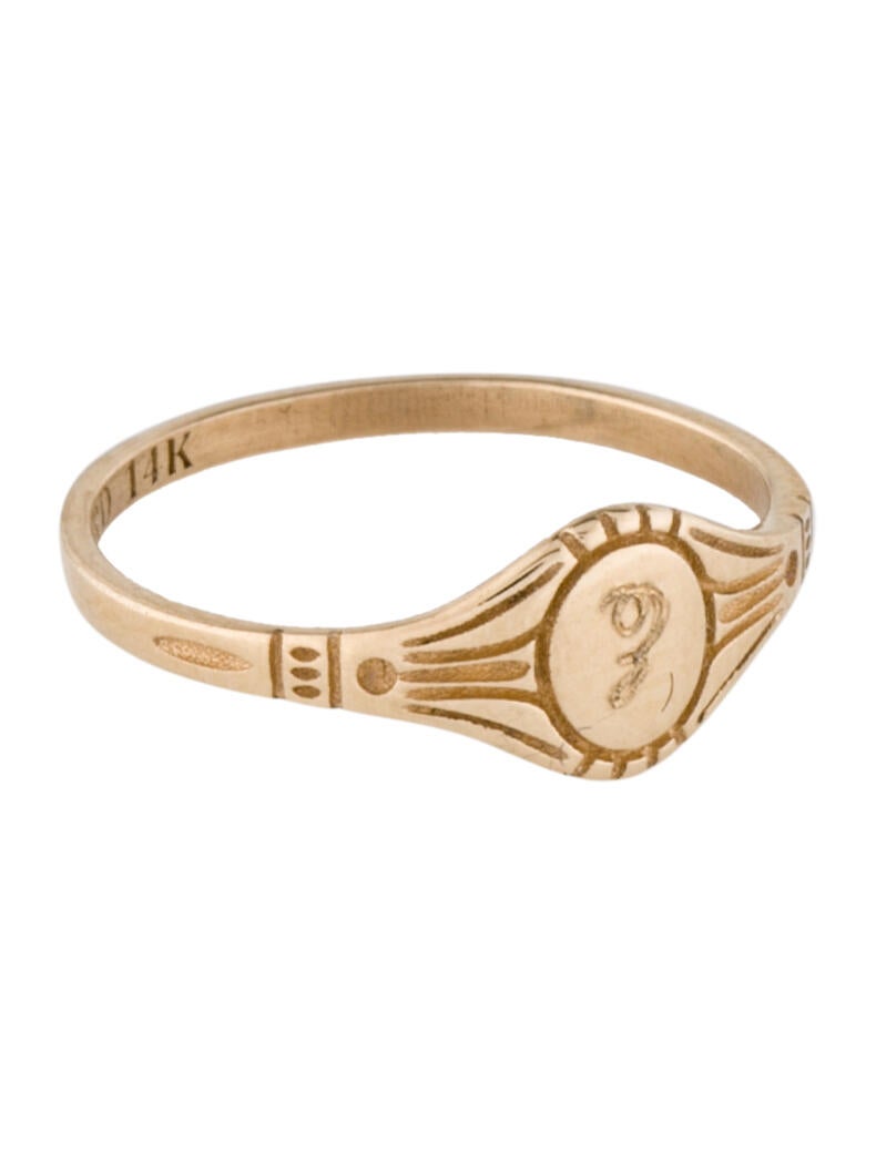 Catbird 14K Baby 'Z' Cygnet Ring - 14K Yellow Gold Signet Ring, Rings ...