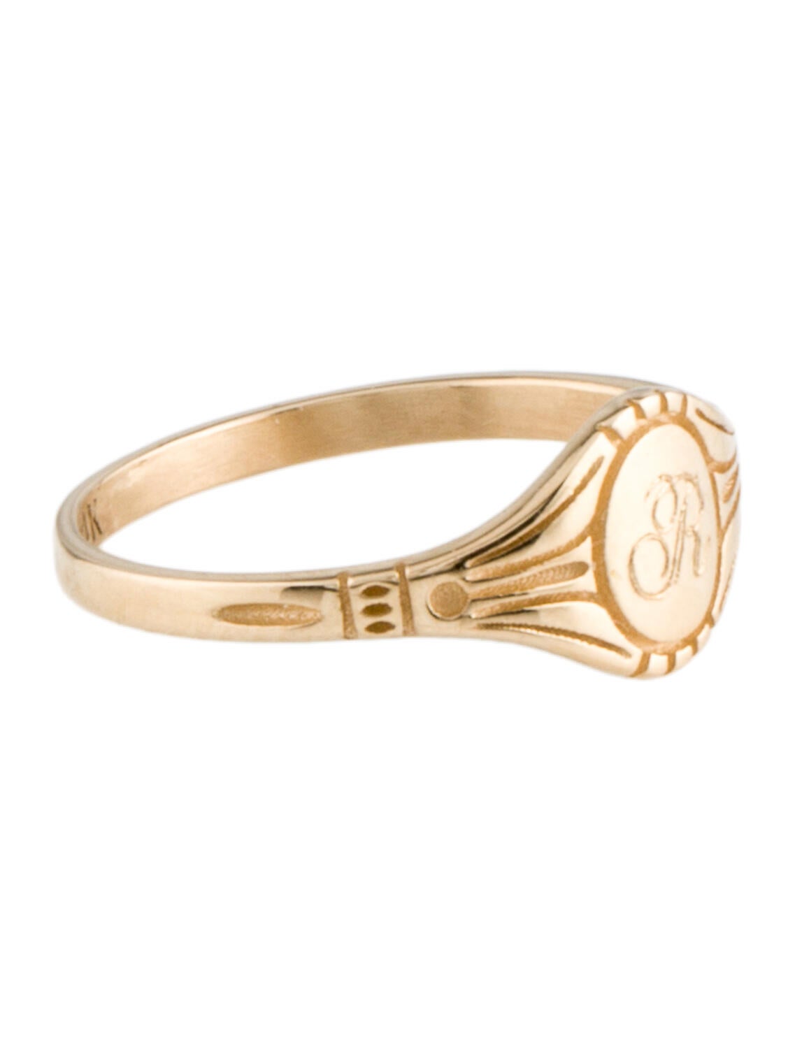 Catbird 14K Letter " R " Grand Cygnet Rng - 14K Yellow Gold Signet Ring ...