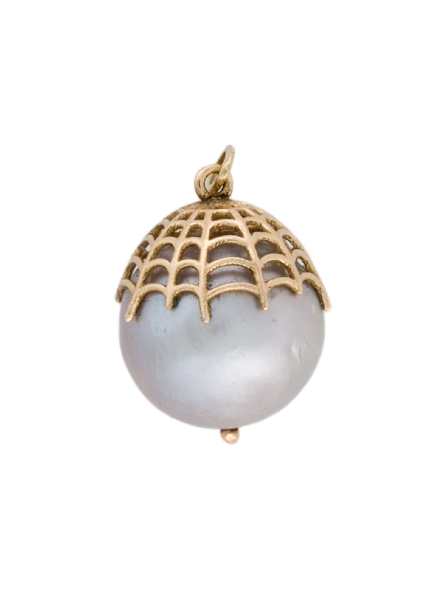 Catbird 14K Cultured Pearl Spider Web Charm - 14K Yellow Gold ...