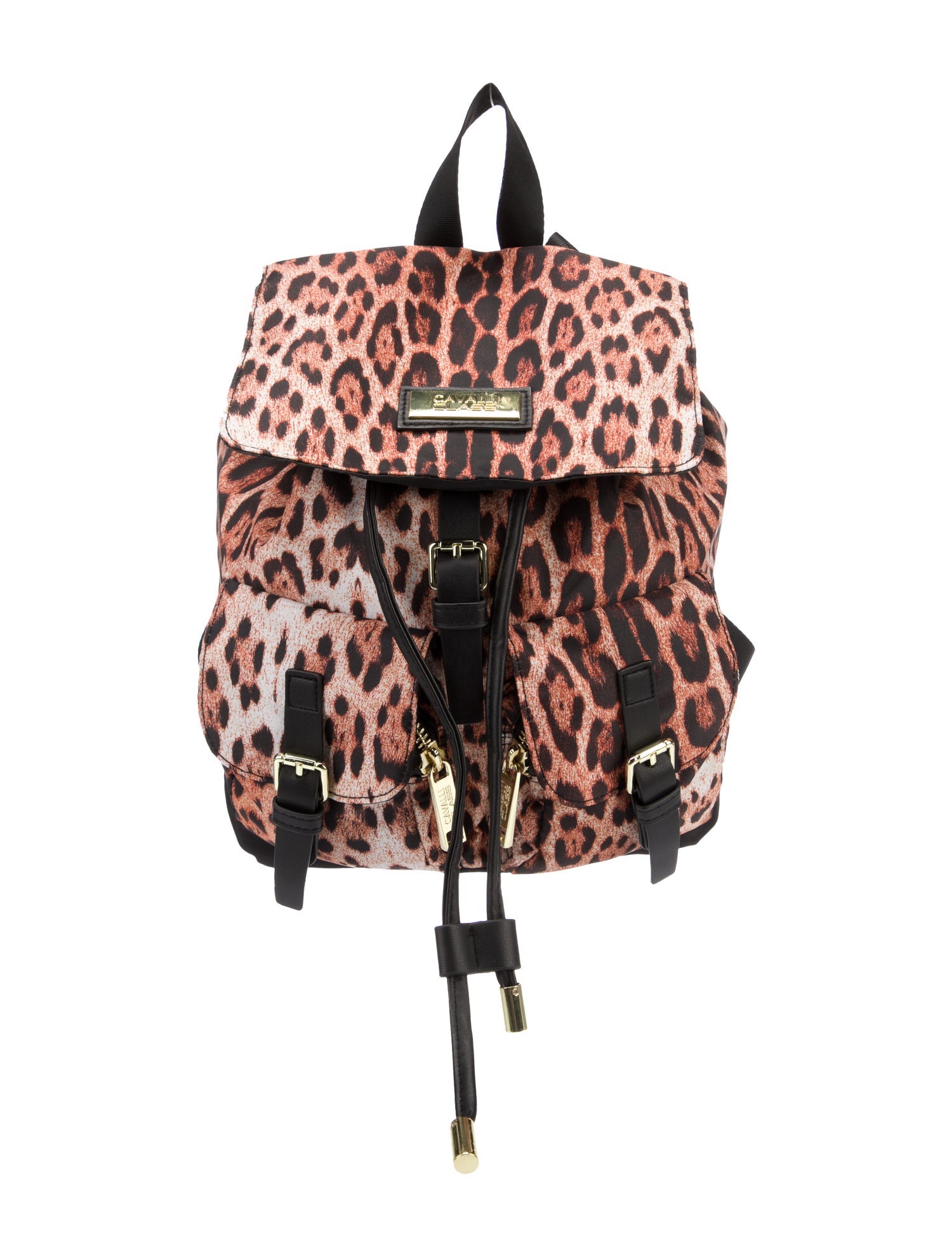 Cavalli Class Leather Trim Nylon Backpack - Black Backpacks, Handbags ...