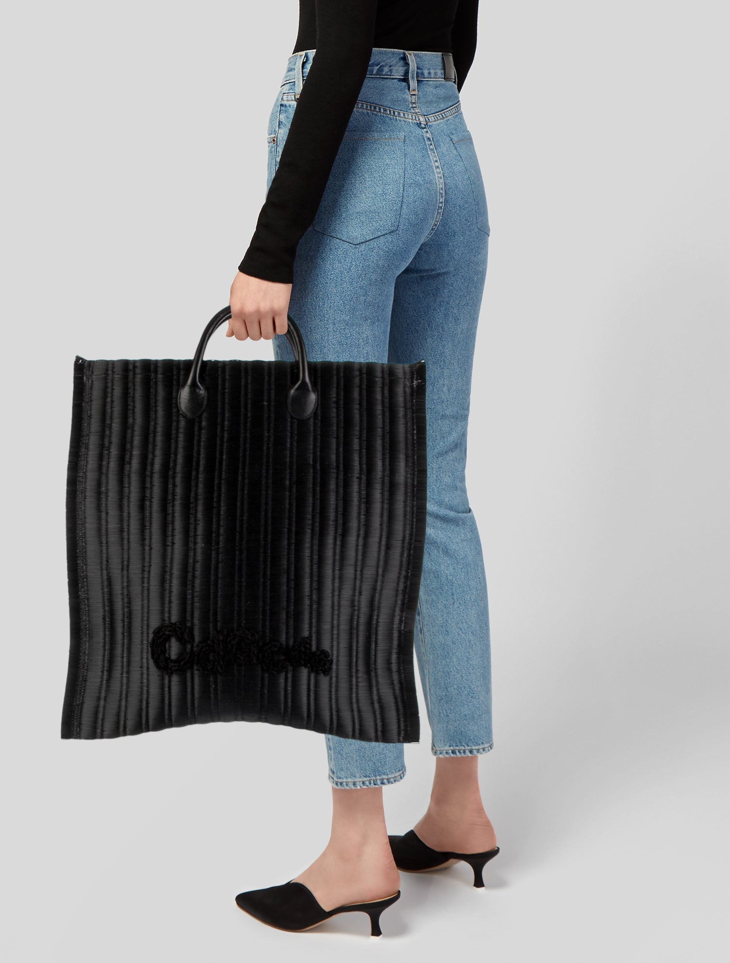 CDG by Comme des Garçons Leather Trim Straw Tote Bag - Black Totes ...