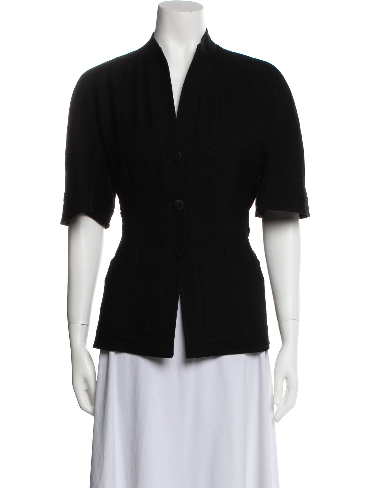 Chado by Ralph Rucci Vintage V-Neck Button-Up Top - Black Tops ...