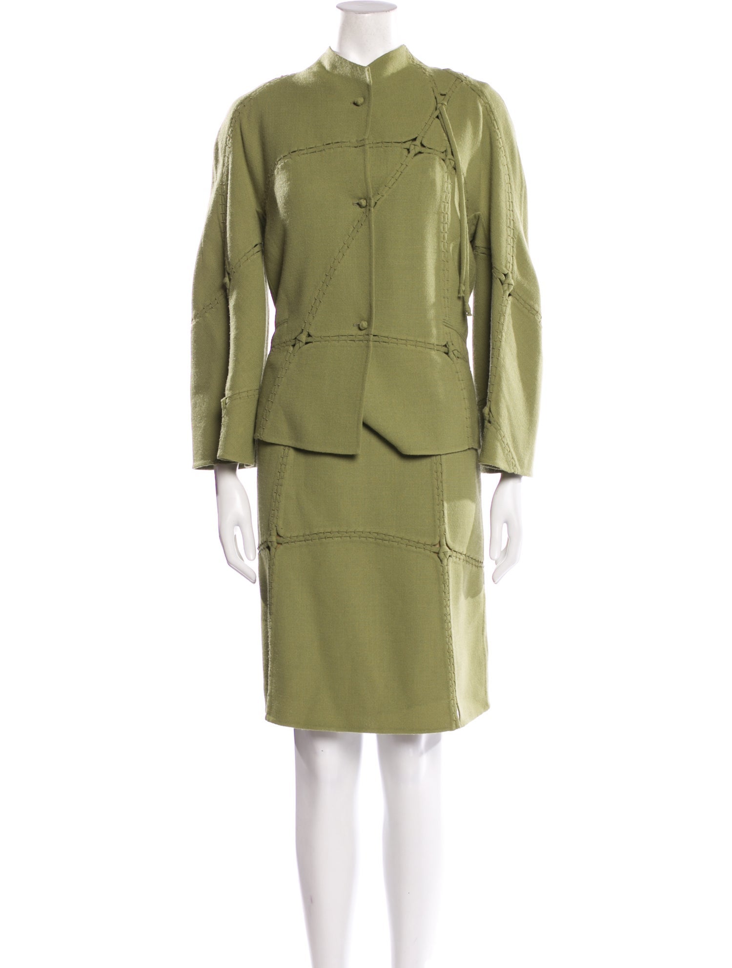 Chado by Ralph Rucci Vintage Whipstitch Trim Dress Set - Green Suits ...
