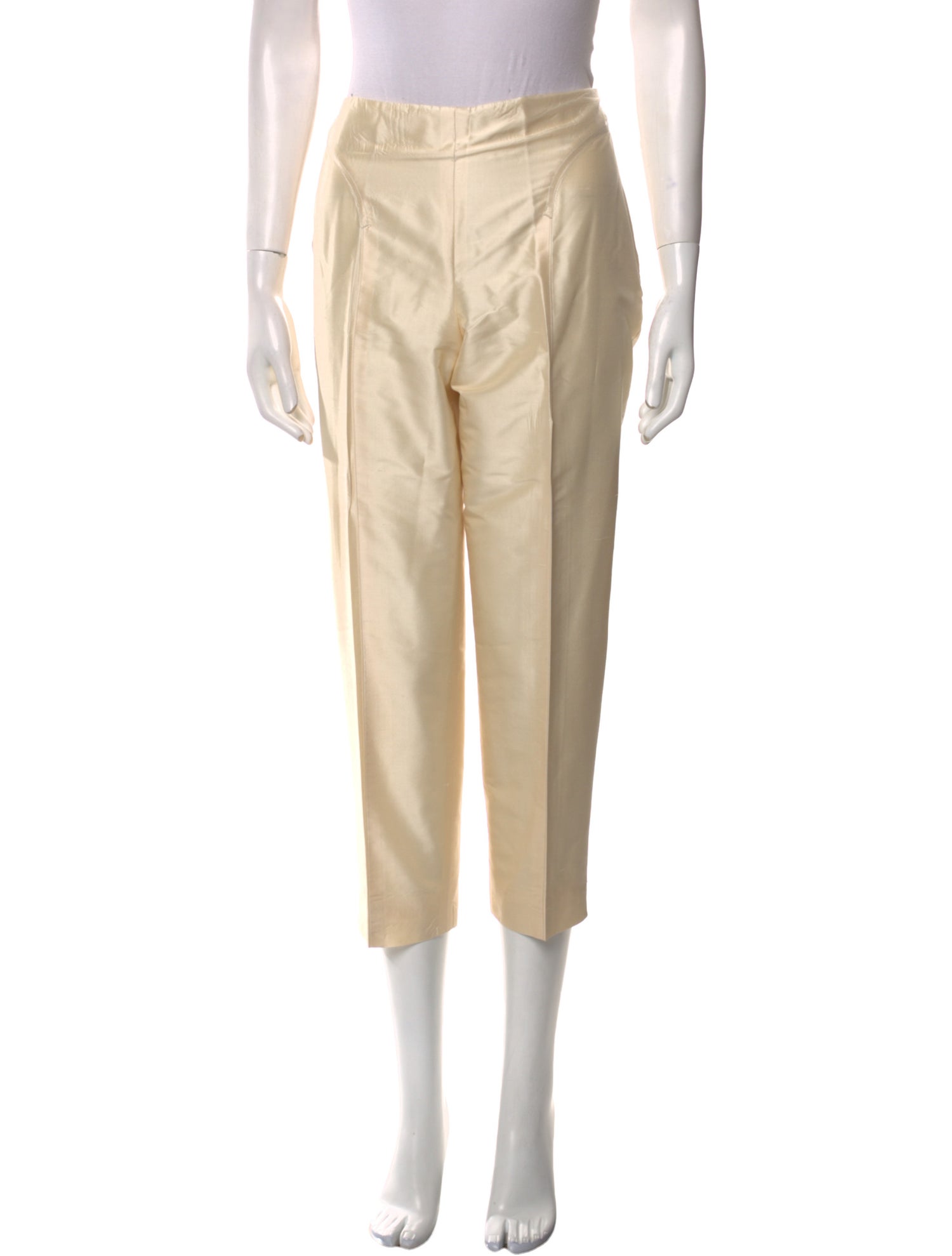 Chado by Ralph Rucci Silk Straight Leg Pants - Neutrals, 10.25" Rise ...