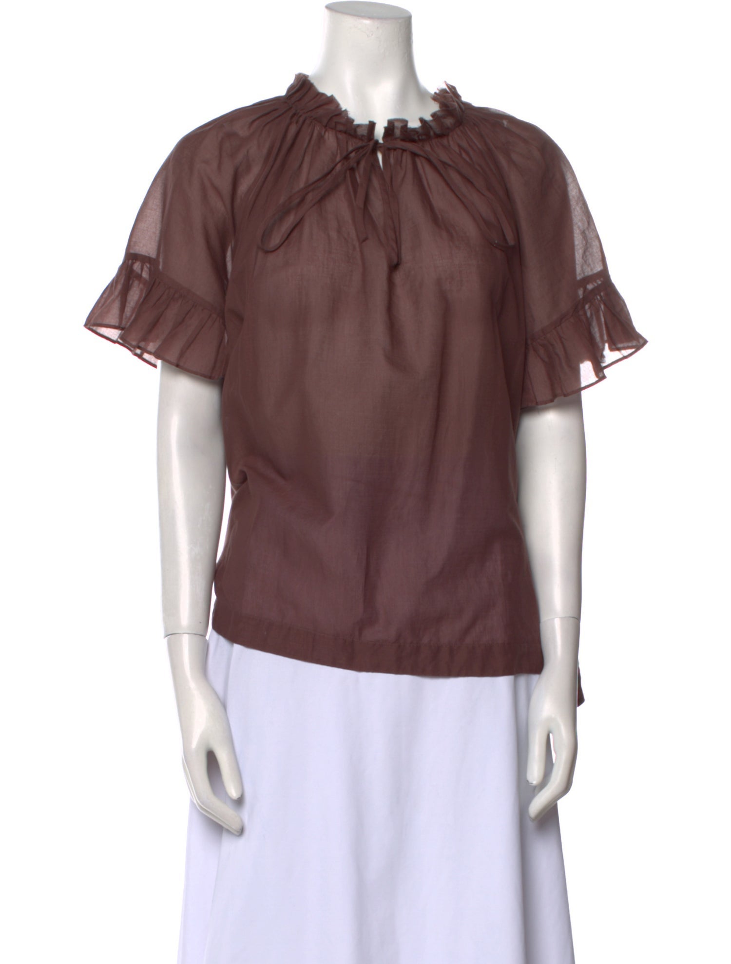 Loup Charmant Crew Neck Short Sleeve Blouse - Brown Tops, Clothing ...