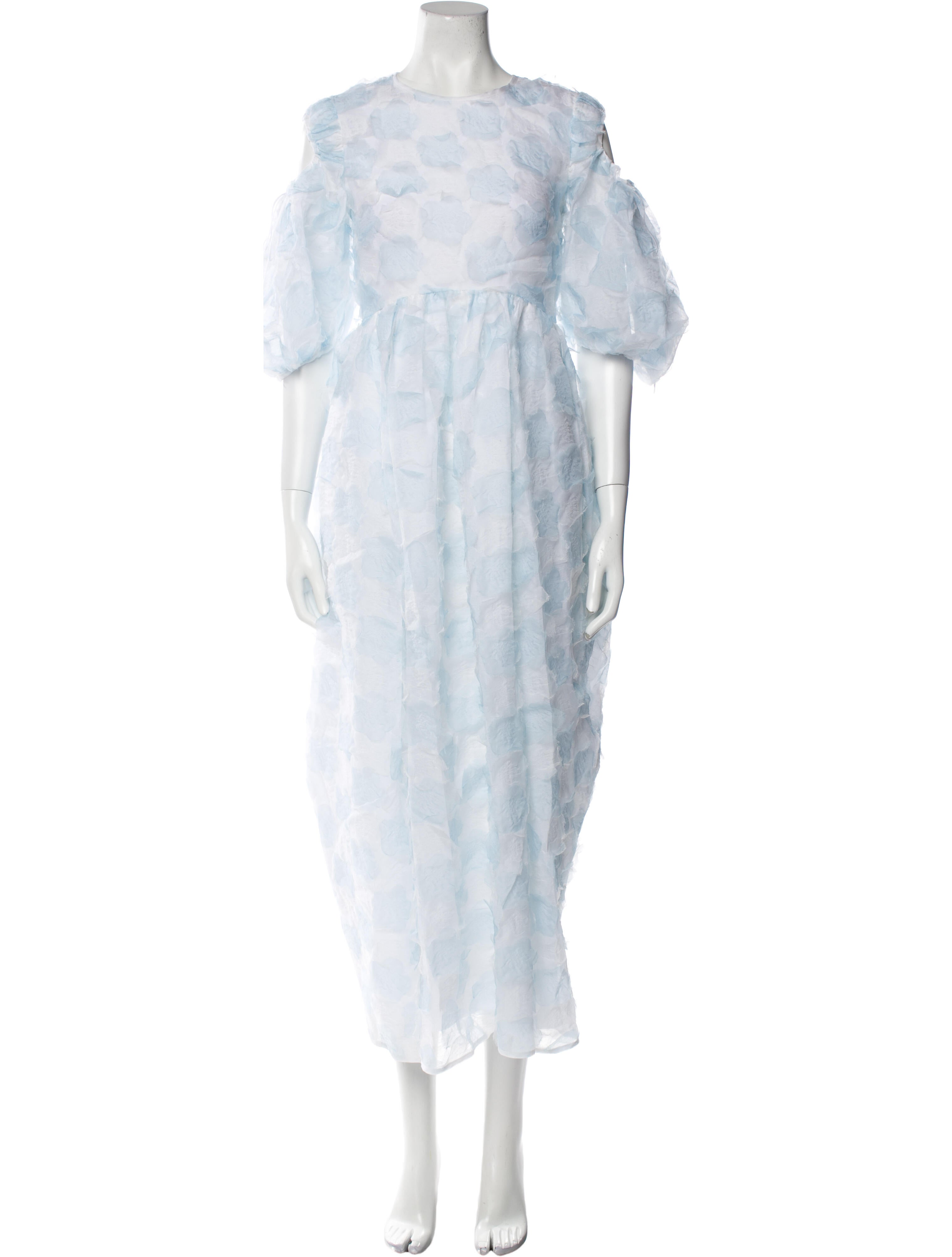 Cecilie Bahnsen Floral Print Long Dress w/ Tags - Blue Dresses ...