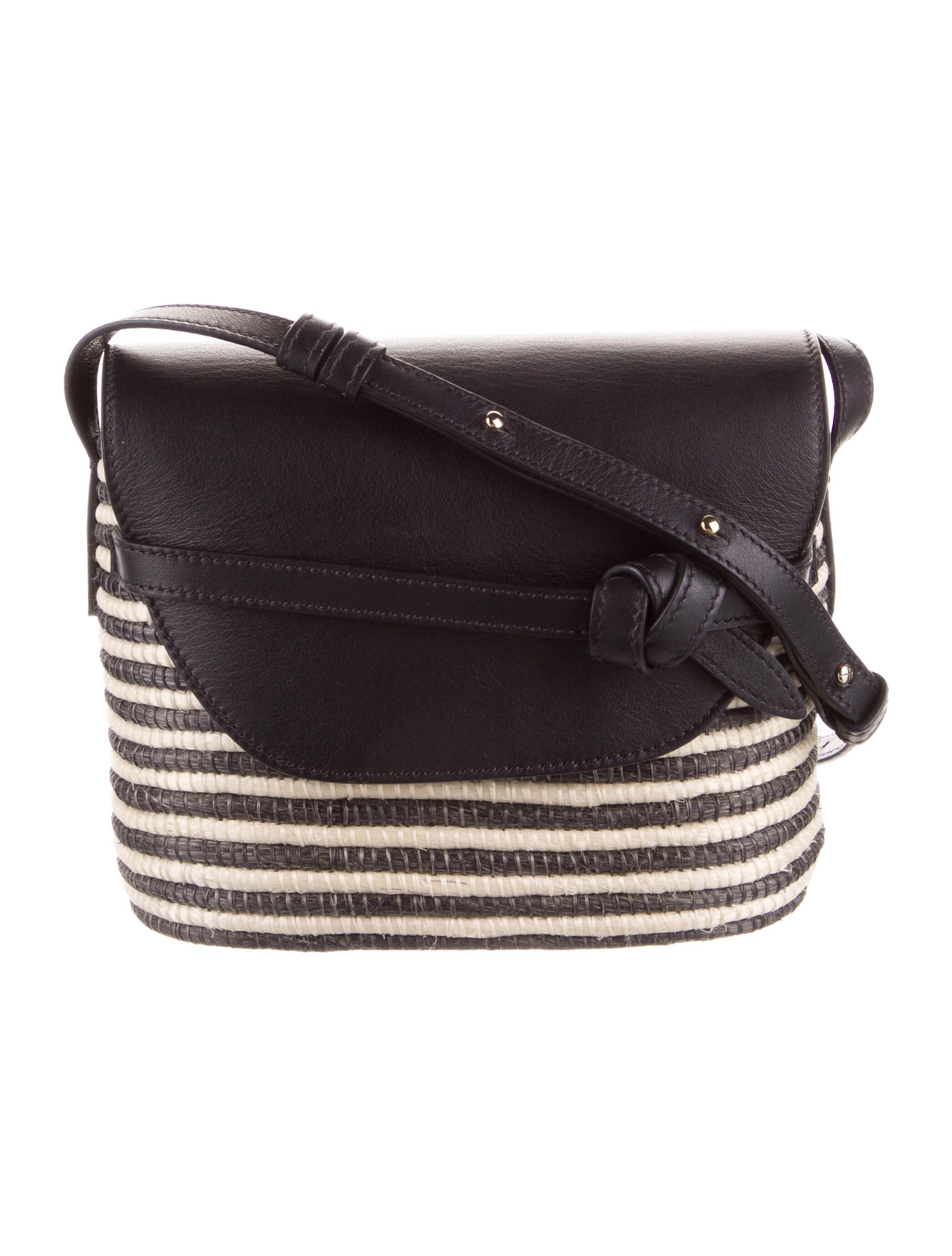 Cesta Collective Leather Trimmed Raffia Crossbody Bag w/ Tags - Black ...