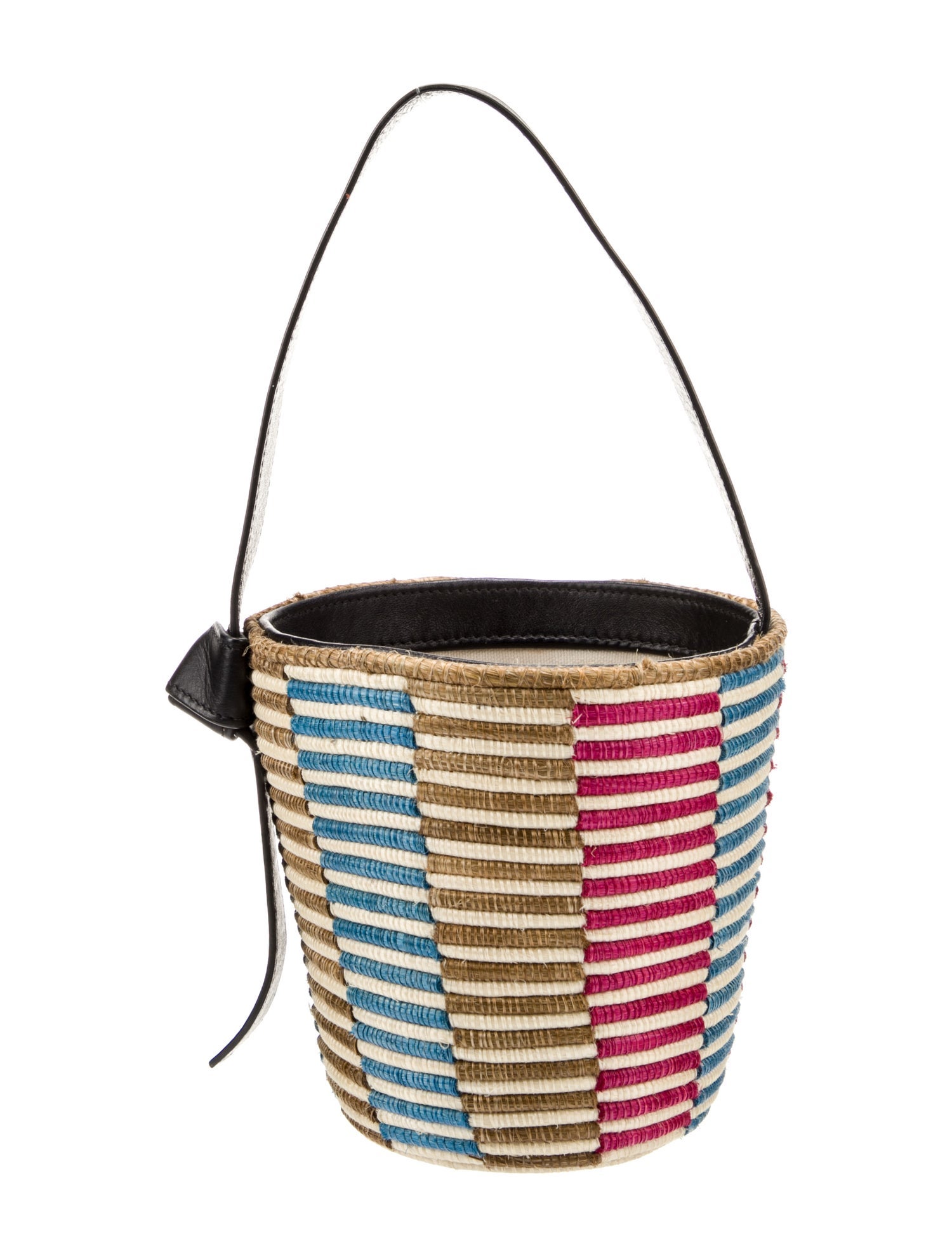 Cesta Collective Leather Trimmed Raffia Bucket Bag - Neutrals Bucket ...