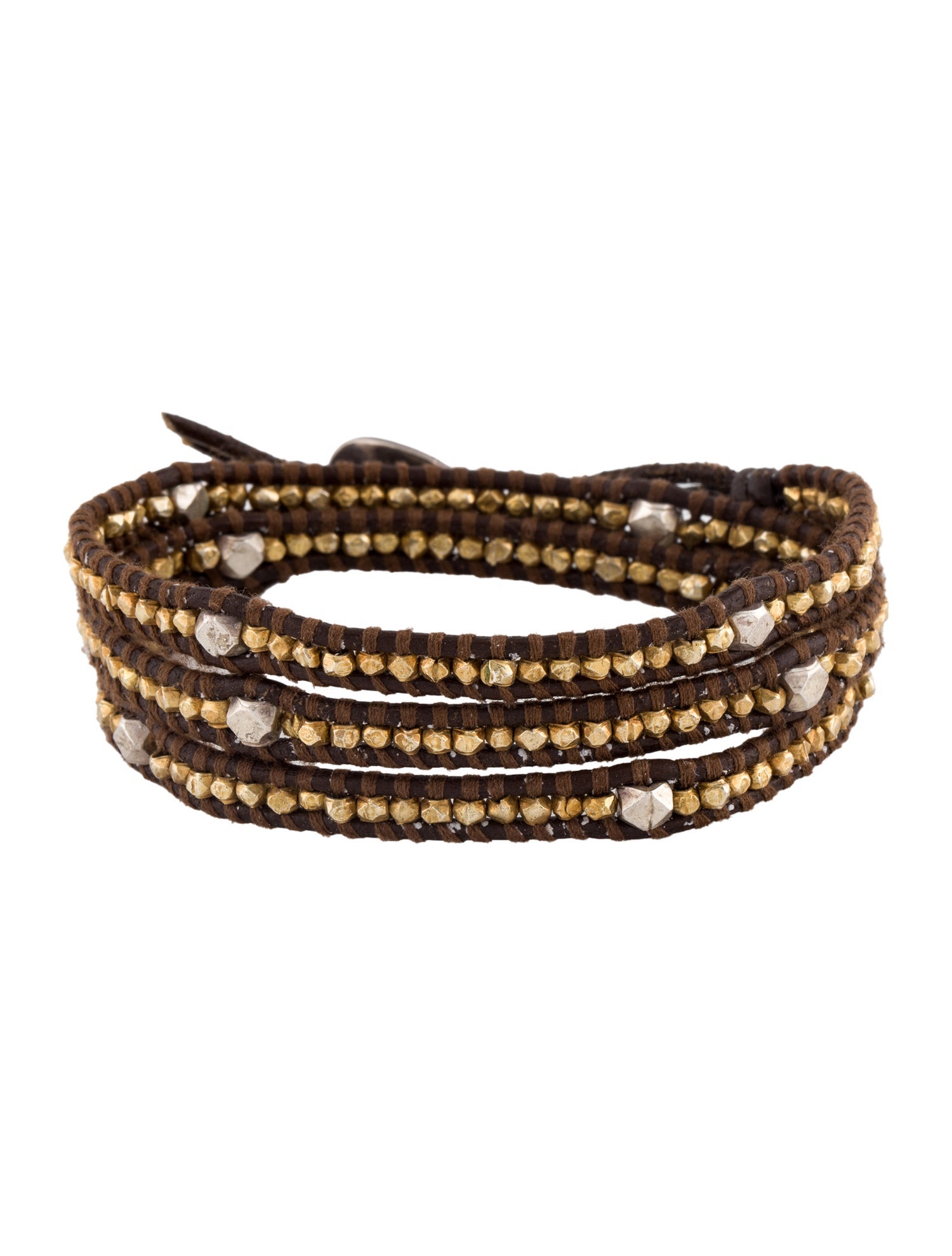 Chan Luu Leather, Cord & Bead Wrap Bracelet - Brown, Sterling Silver Wrap, Bracelets - WCF24530 ...