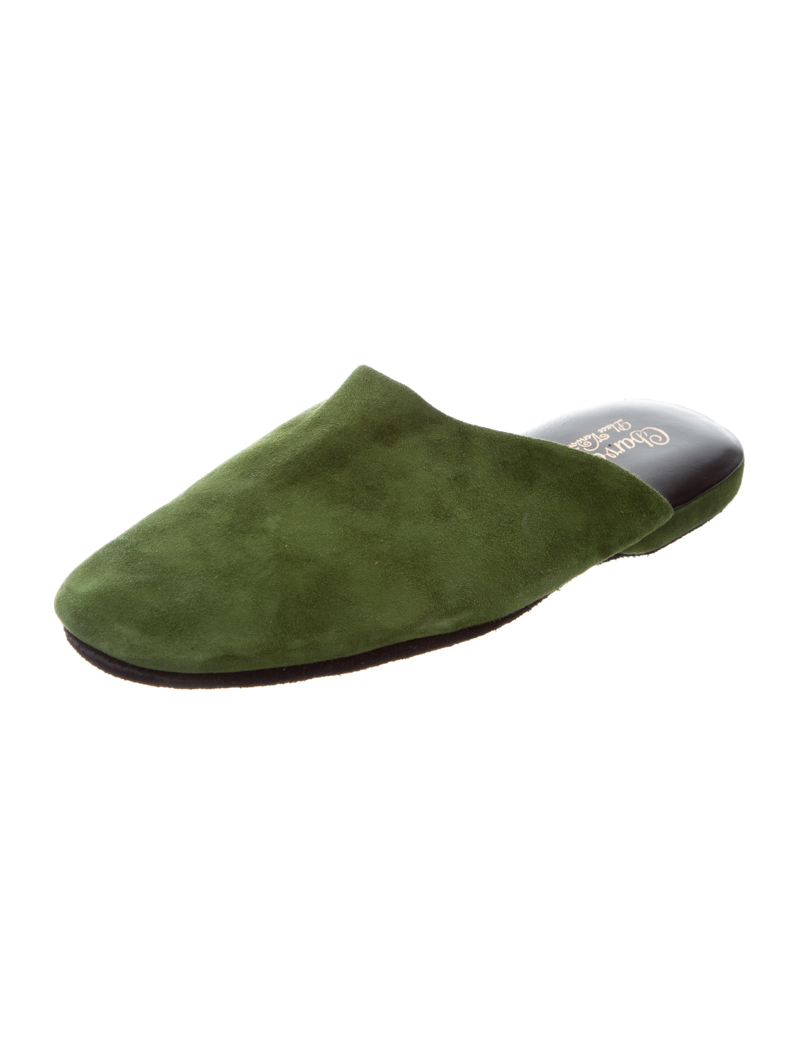 Charvet Suede Round-Toe Slippers - Green Loafers, Shoes - WCHRV20592 ...