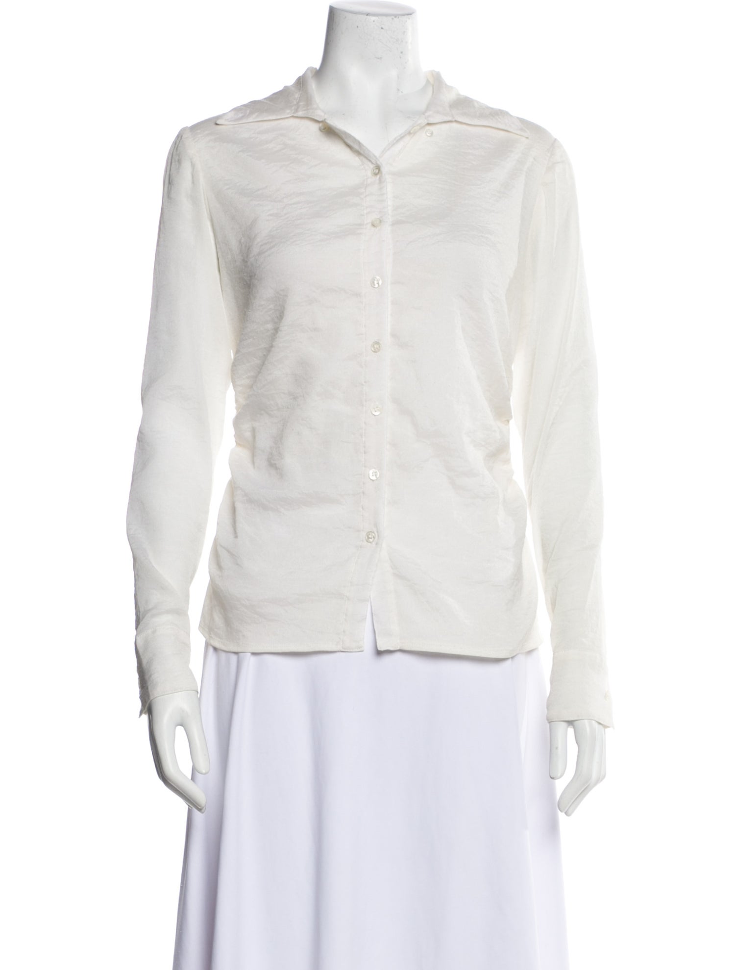 CHRISTINA PERRIN Long Sleeve Button-Up Top - Neutrals Tops, Clothing ...