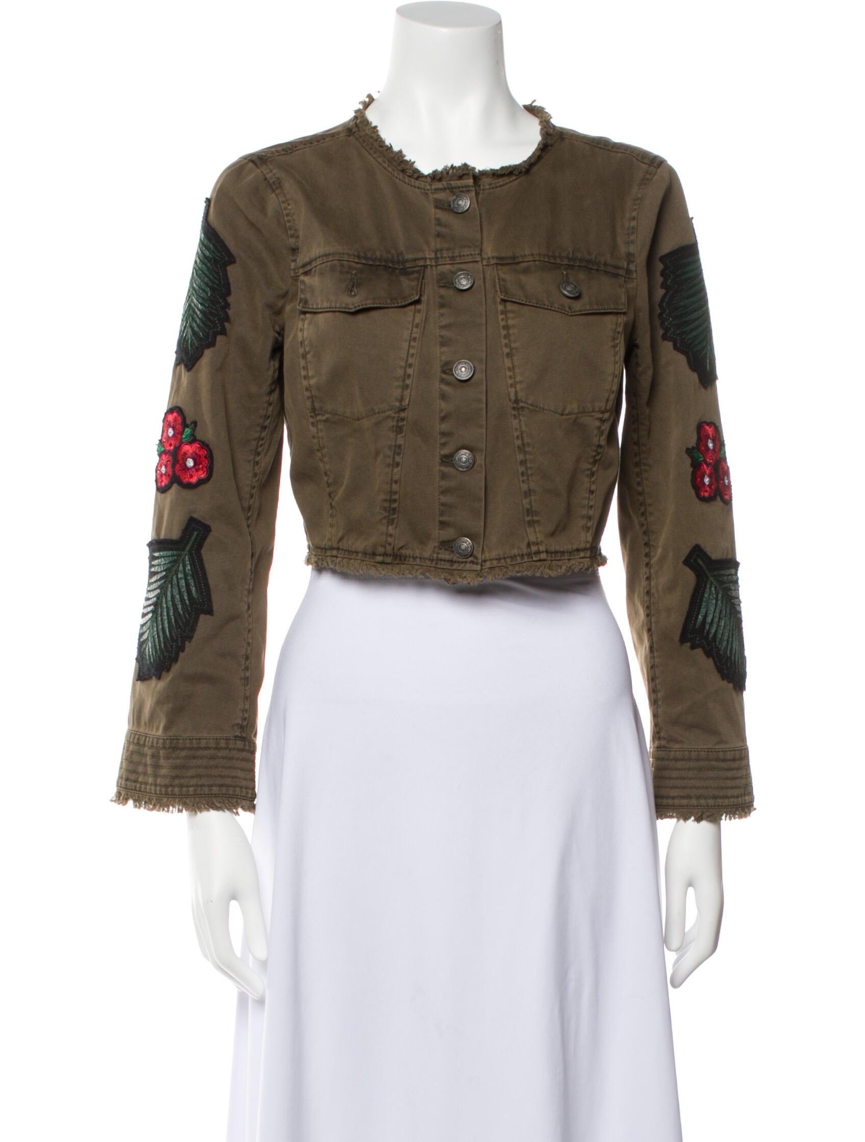 Cinq à Sept Floral Print Denim Jacket - Green Jackets, Clothing ...