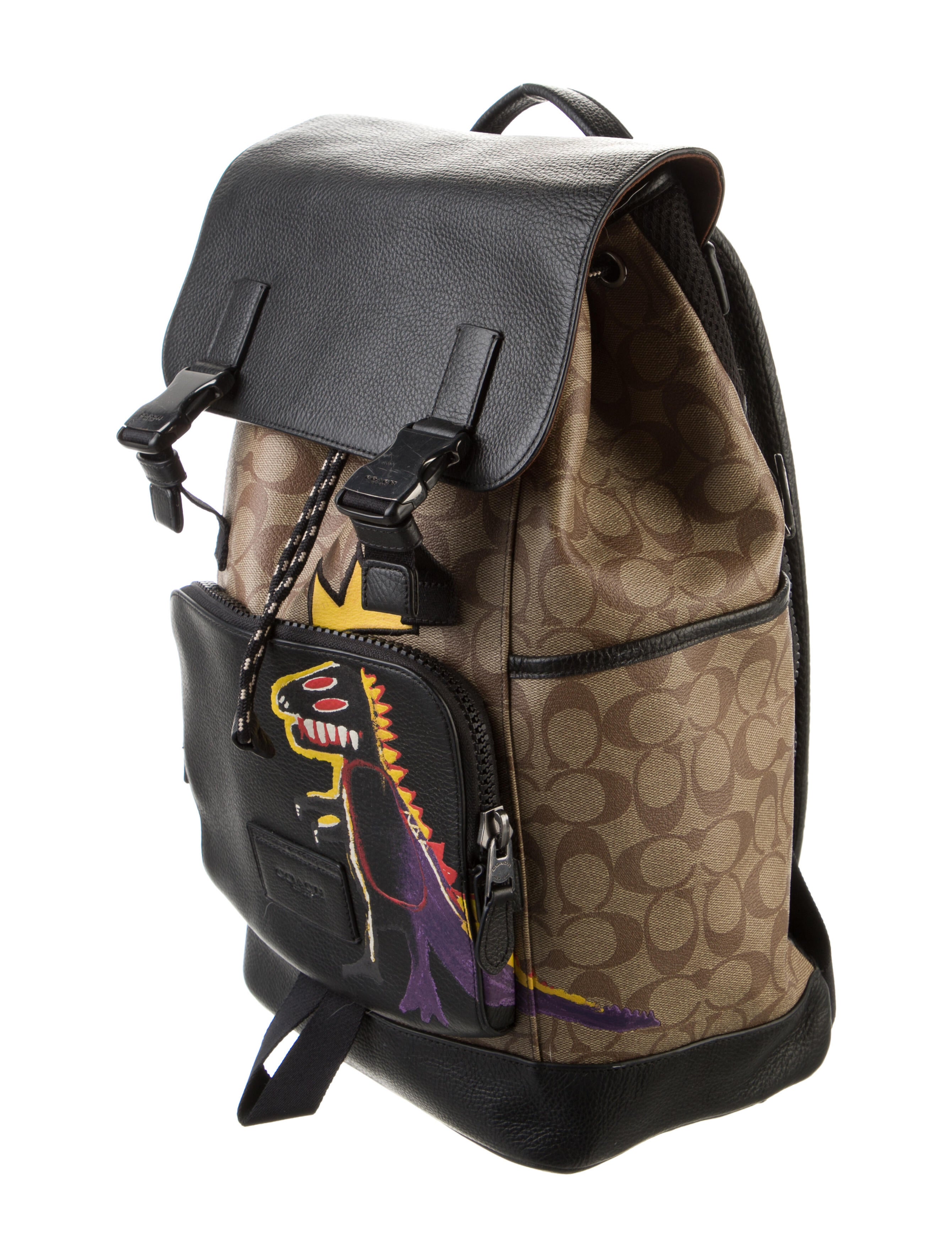 Coach x Jean-Michel Basquiat Leather-trimmed Coated Canvas Backpack ...