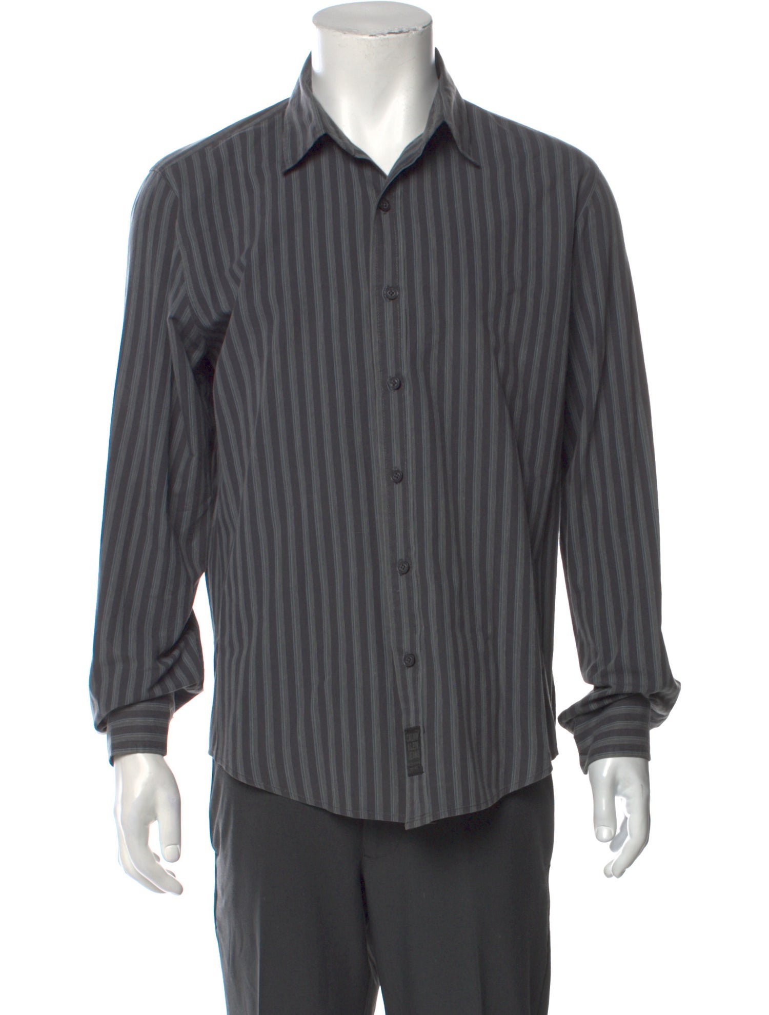 CALVIN KLEIN JEANS EST. 1978 Striped Long Sleeve Shirt - Grey Casual ...