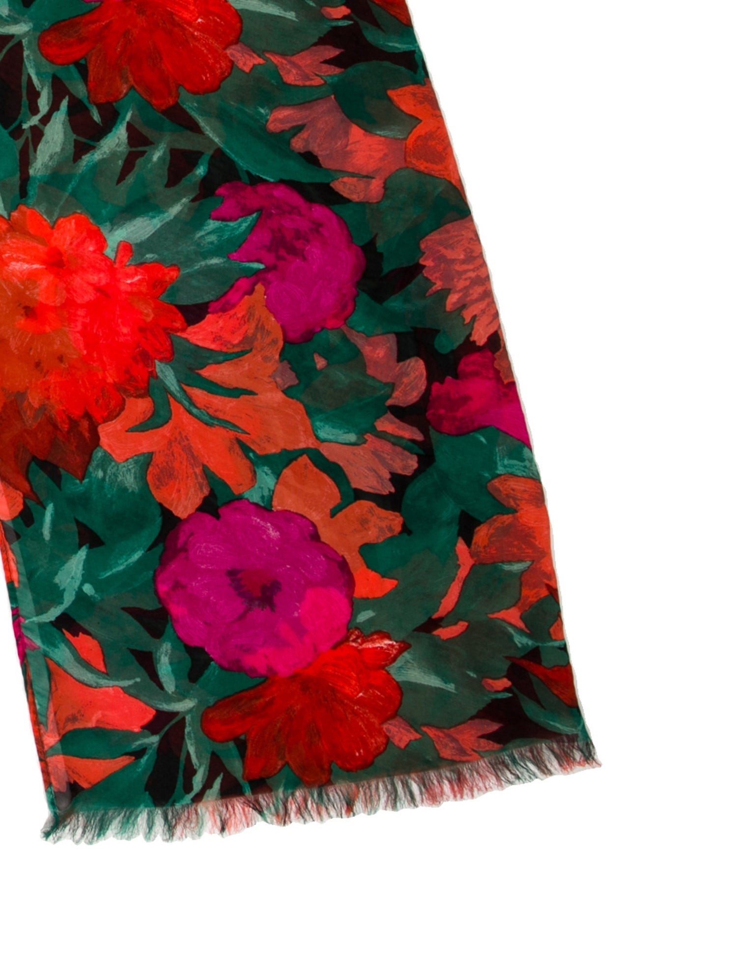 Colombo Silk Floral Print Scarf - Red Scarves and Shawls, Accessories ...