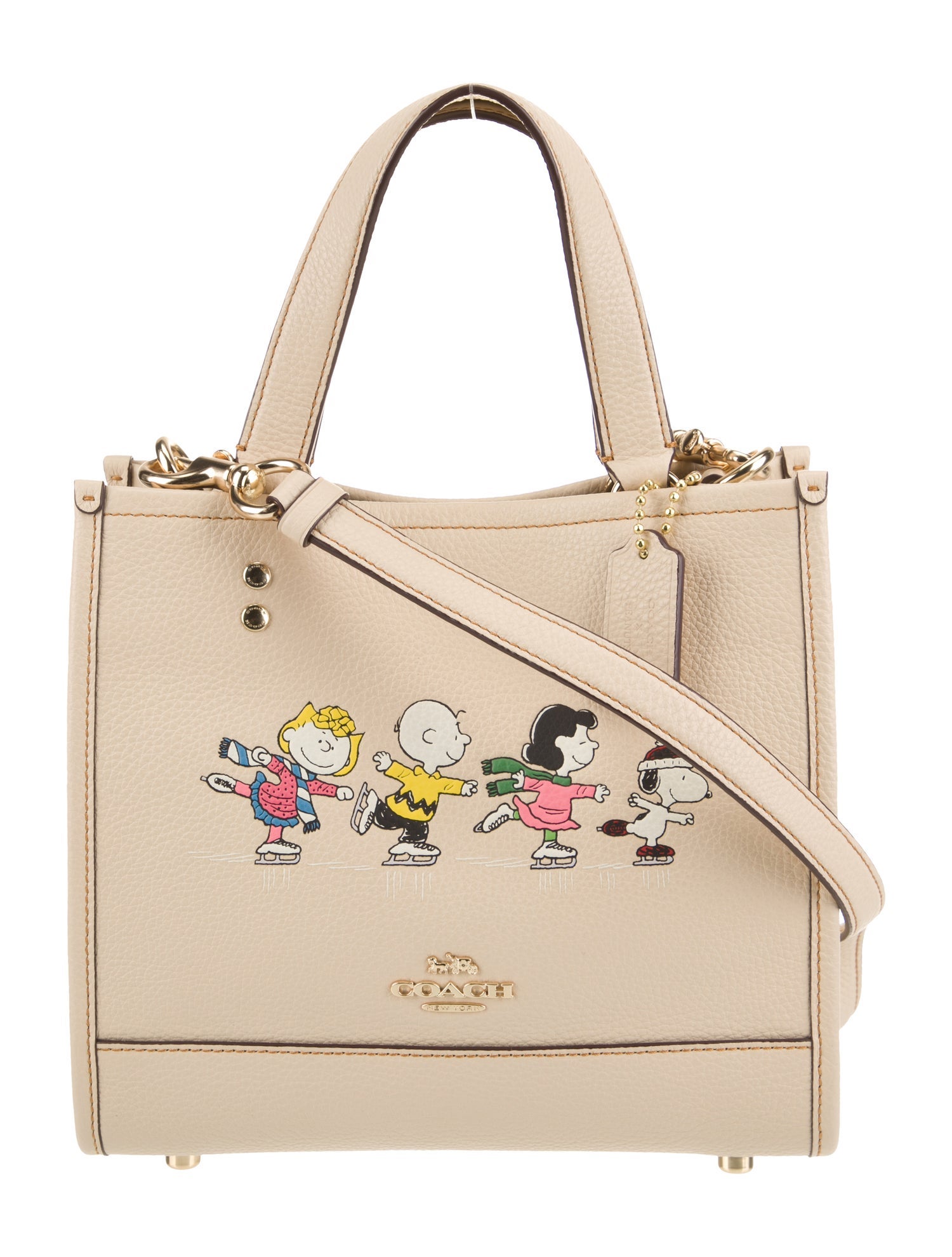 Coach x Peanuts Leather Top Handle Bag - Neutrals Handle Bags, Handbags ...