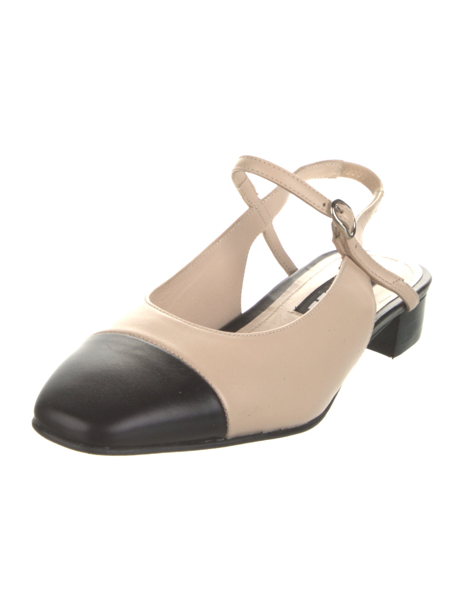 Frances Valentine Leather Colorblock Pattern Slingback Pumps - Neutrals ...
