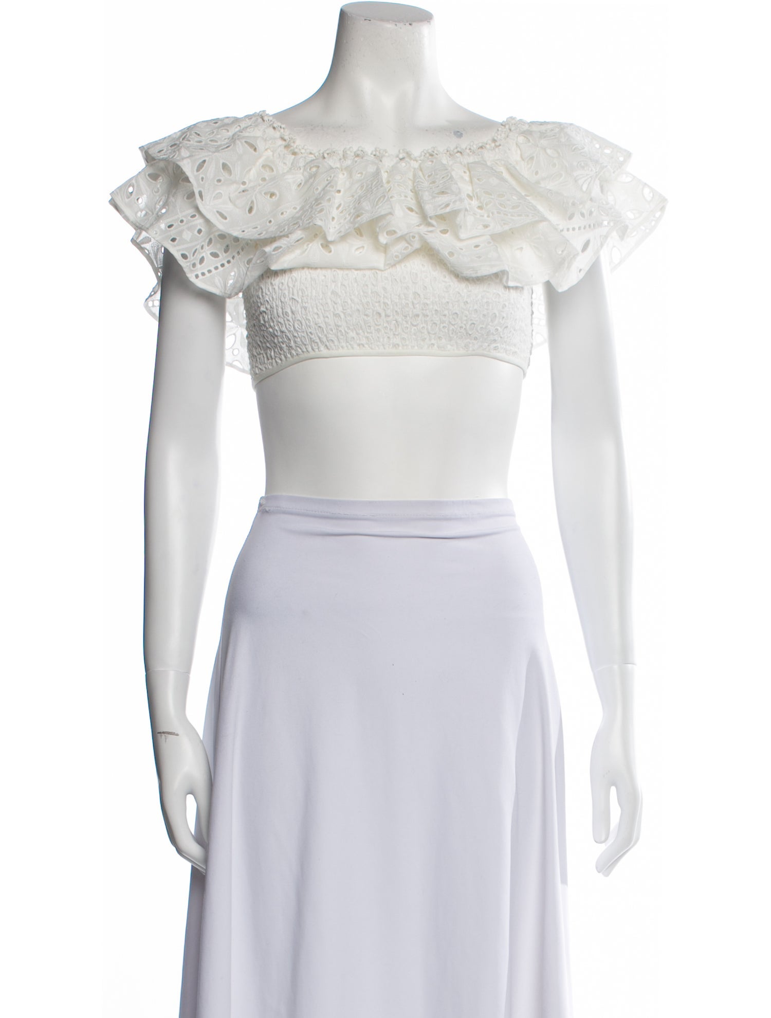 Charo Ruiz Off-The-Shoulder Short Sleeve Crop Top - White Tops ...