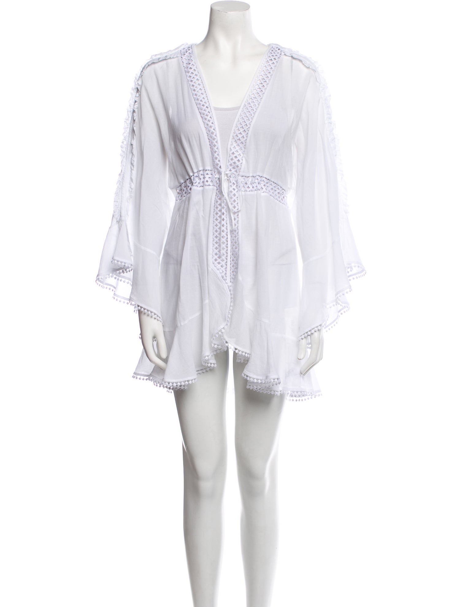 Charo Ruiz Lace Trim Embellishment Cover-Up - White Swimwear, Clothing ...