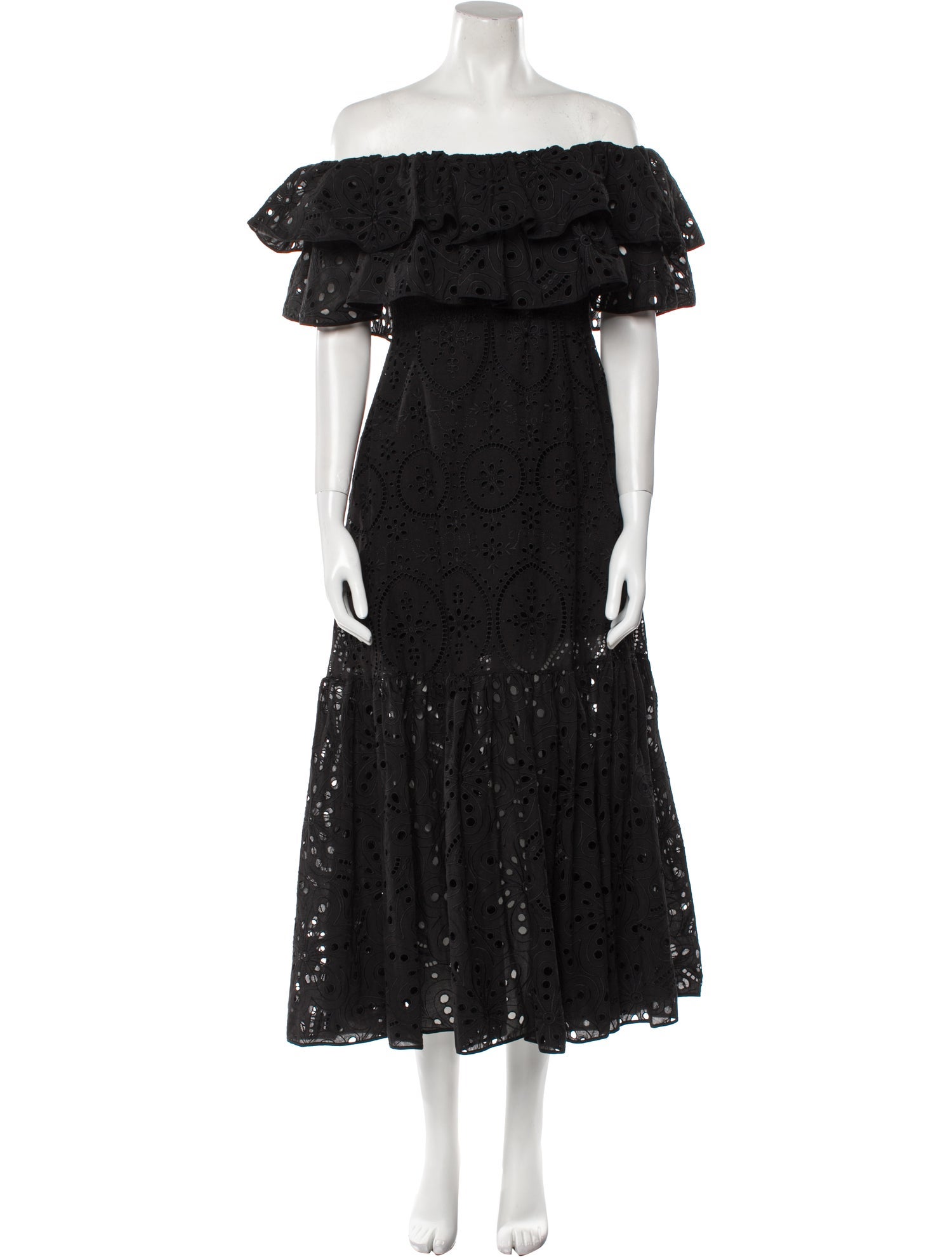 Charo Ruiz Lace Pattern Long Dress - Black Dresses, Clothing ...