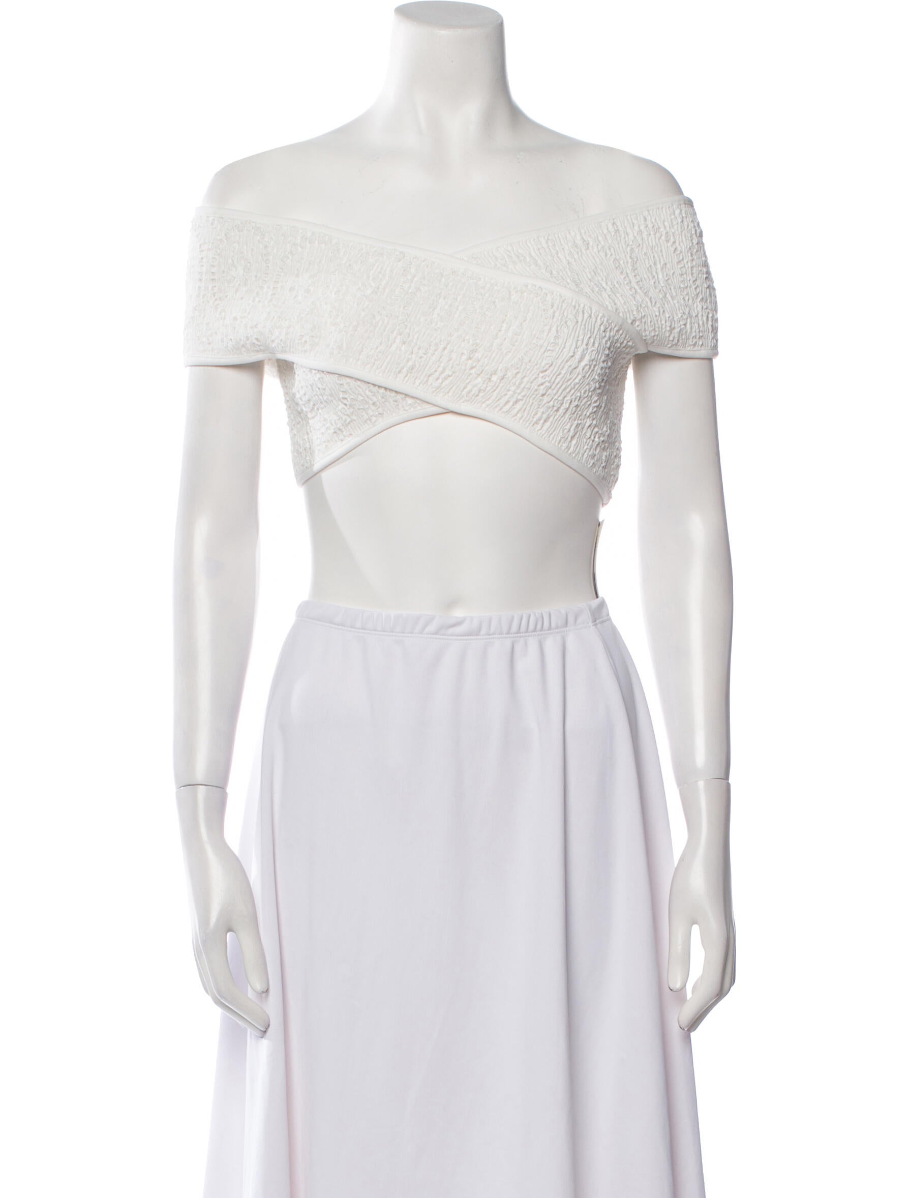 Charo Ruiz Off-The-Shoulder Short Sleeve Crop Top w/ Tags - White Tops ...