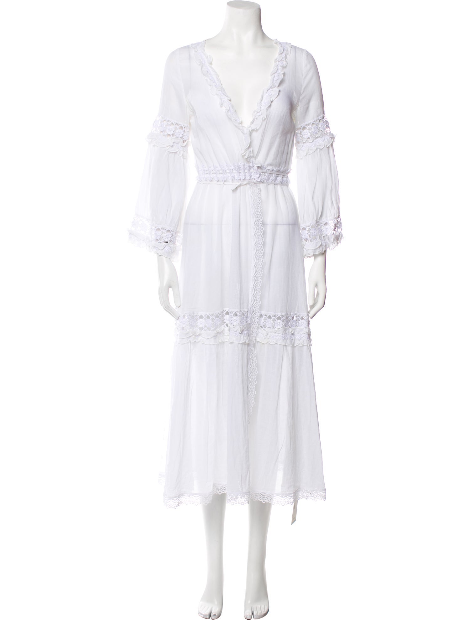 Charo Ruiz V-Neck Long Dress - White Dresses, Clothing - WCRIZ24387 ...