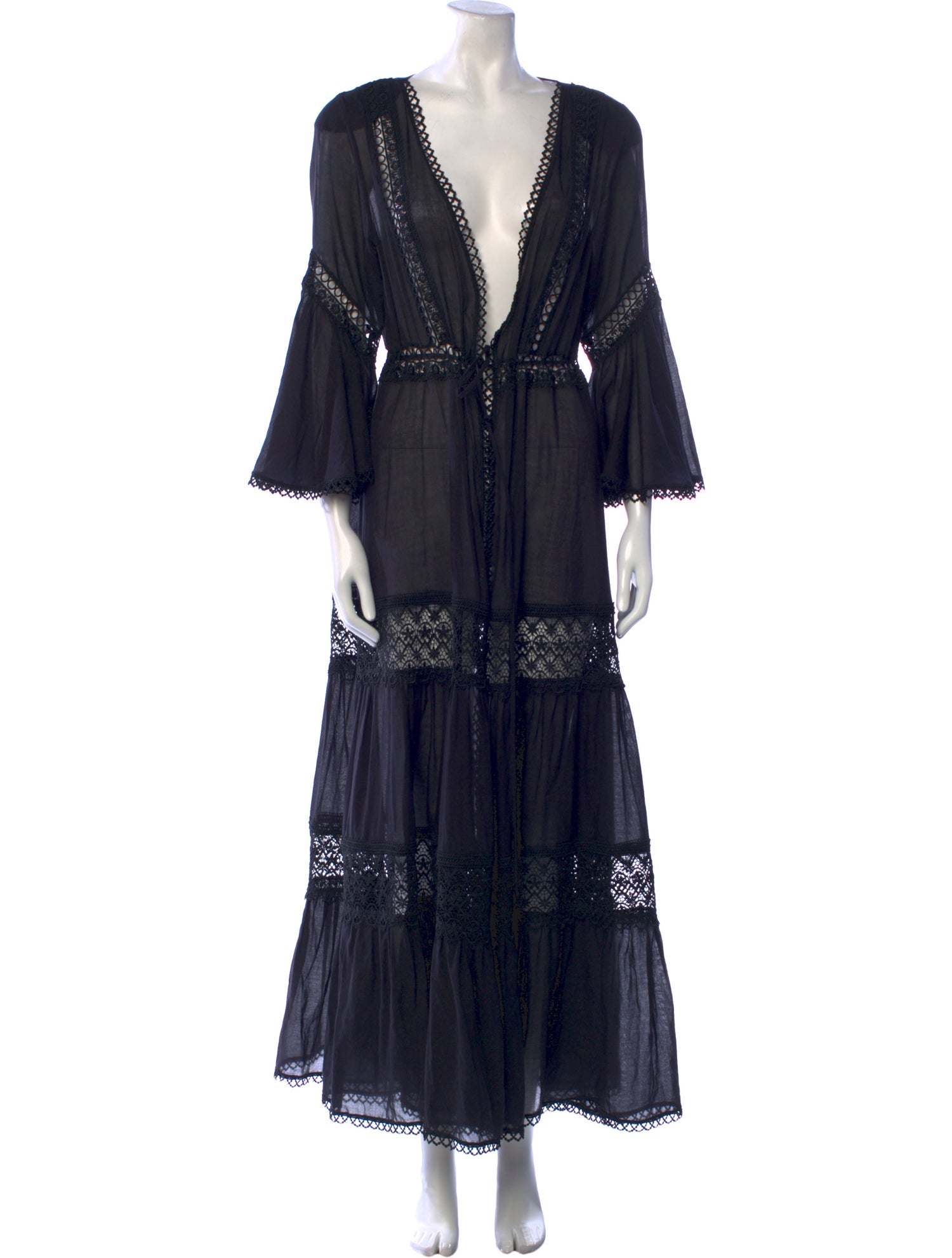 Charo Ruiz V-Neck Long Dress - Black Dresses, Clothing - WCRIZ24454 ...