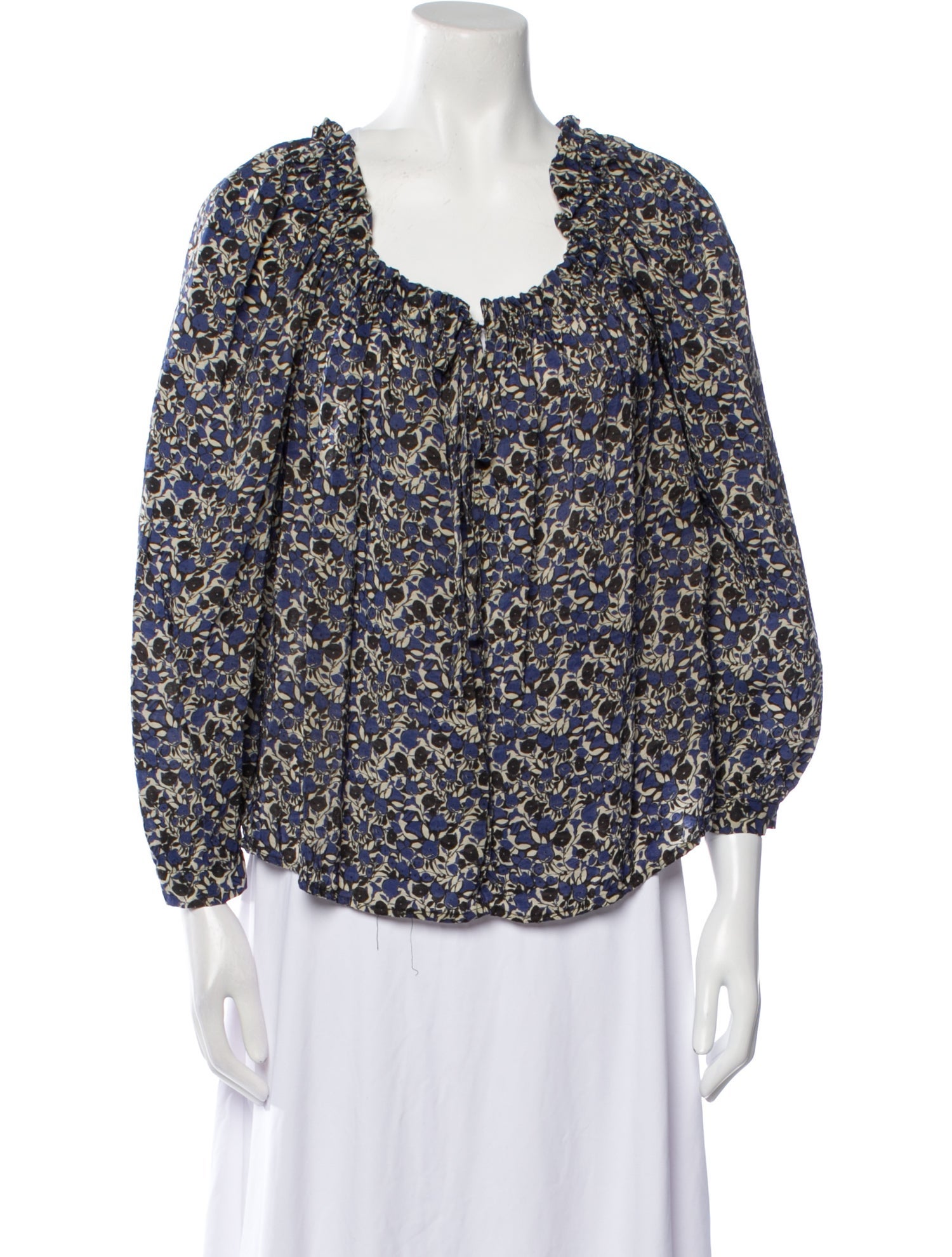 Caron Callahan Printed Scoop Neck Blouse - Blue Tops, Clothing ...